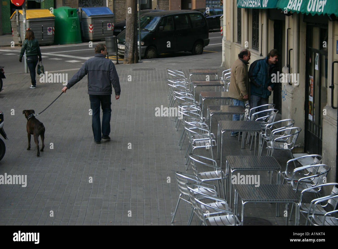 Cafe street scene in Barcelona, Spain Stock Photo - Alamy