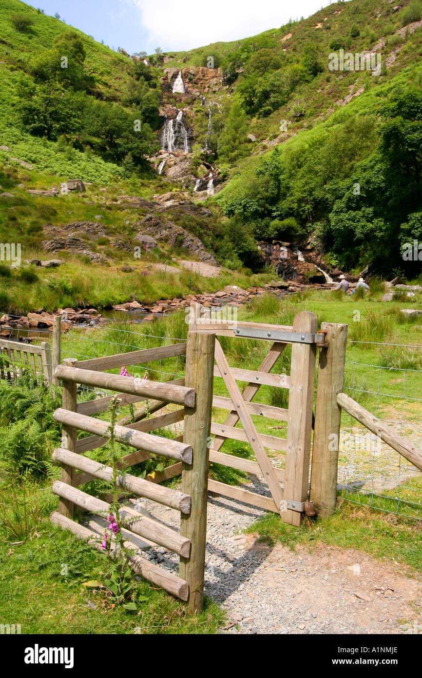 Gate with Waterfall Stock Photo - Alamy
