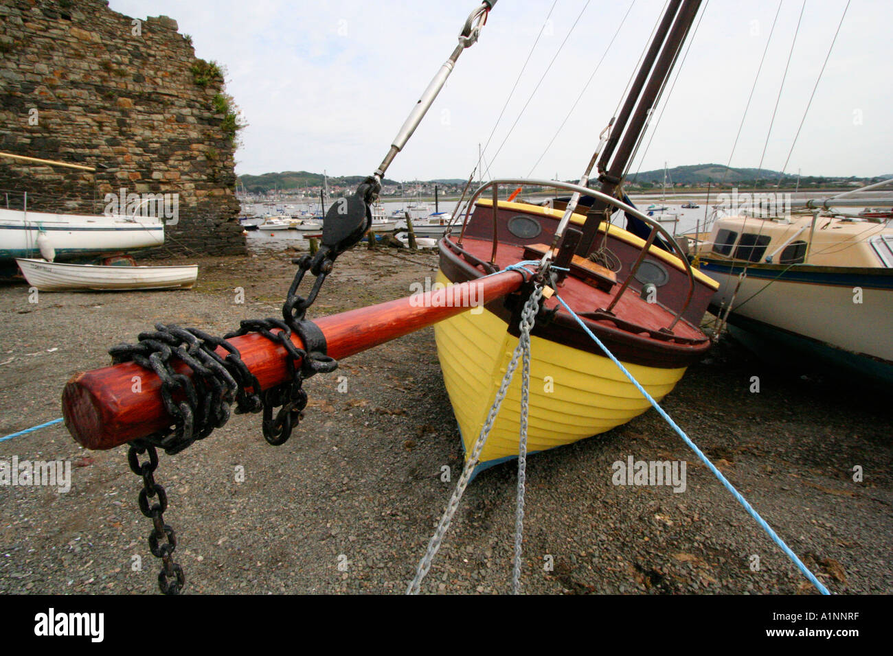 Bow Sprit of sailing boat at Conwy, North Wales Stock Photo - Alamy