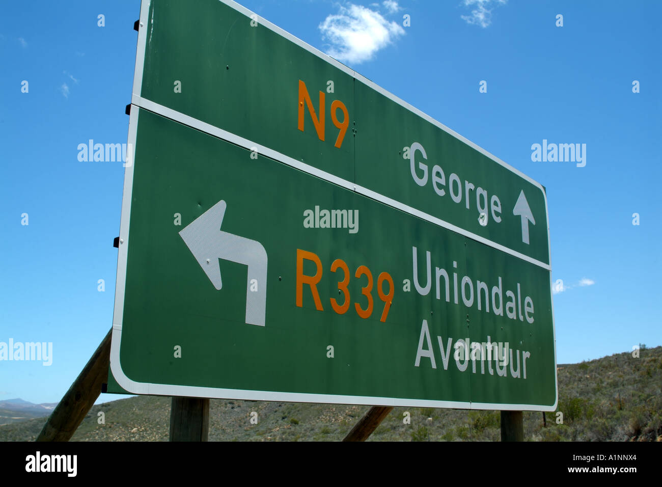 Road signage close to Uniondale Avontour and George in the Karoo South ...