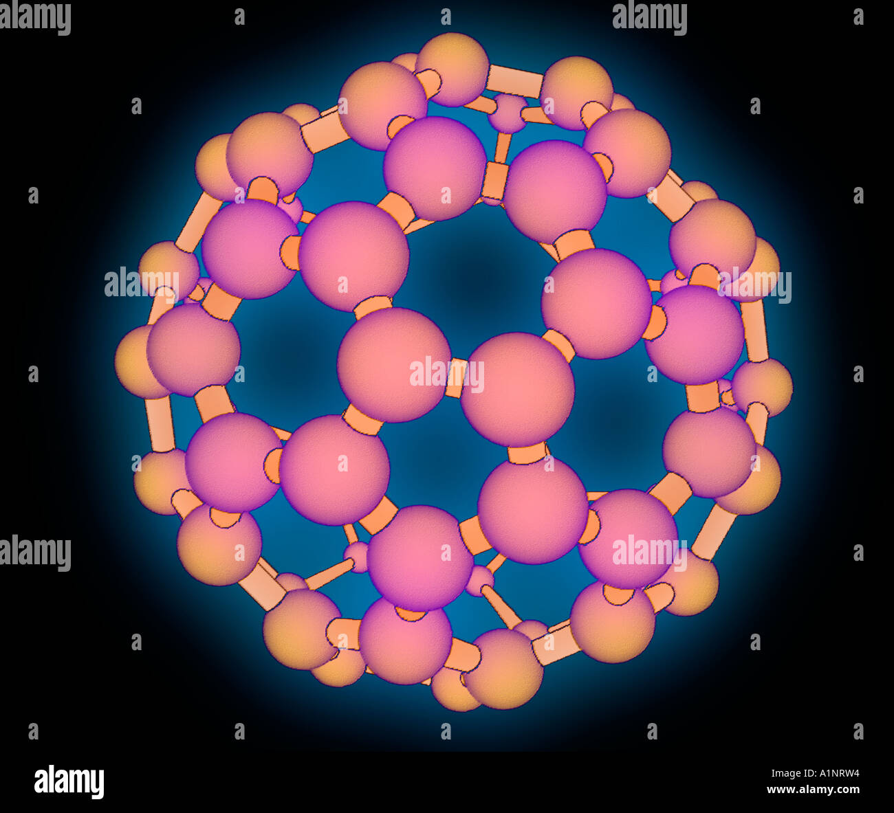3D computer model of buckyball molecule Stock Photo - Alamy