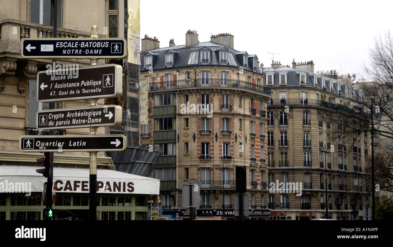 french street sign post in paris or a Panneau d'indication Stock Photo ...