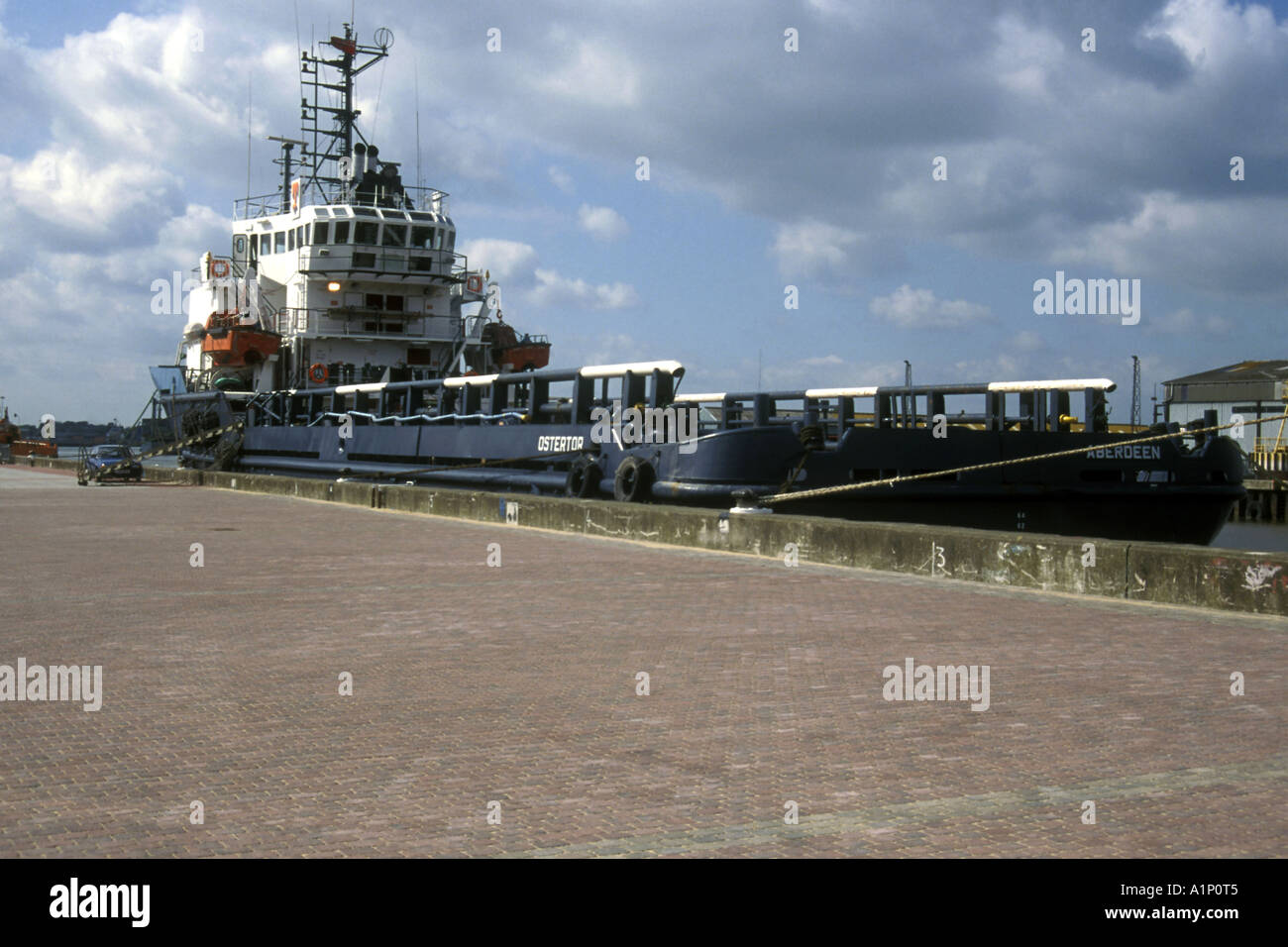 Oil rig support ship that supplies the North Sea Oil fields in England ...