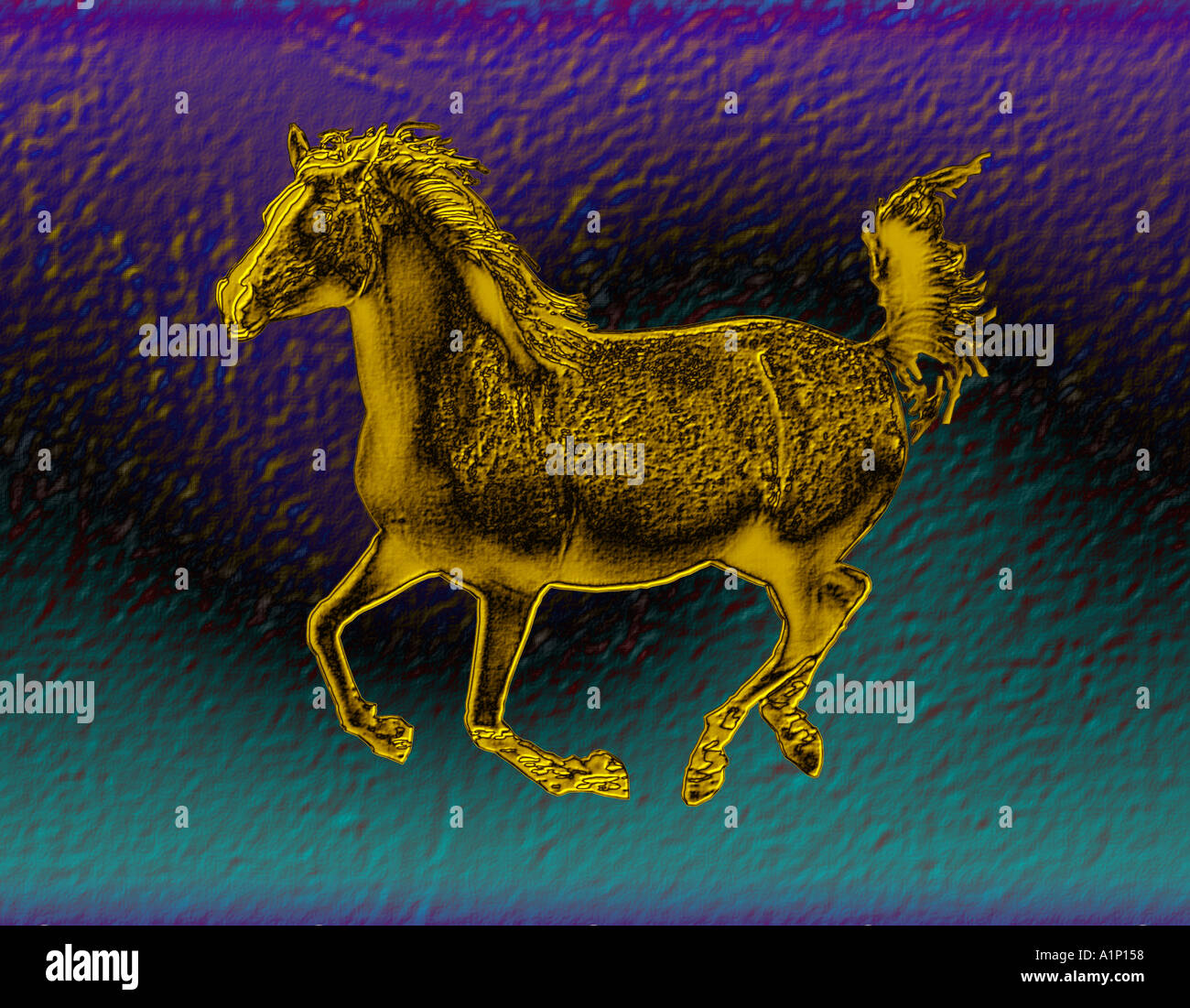 Running horse of gold Stock Photo - Alamy