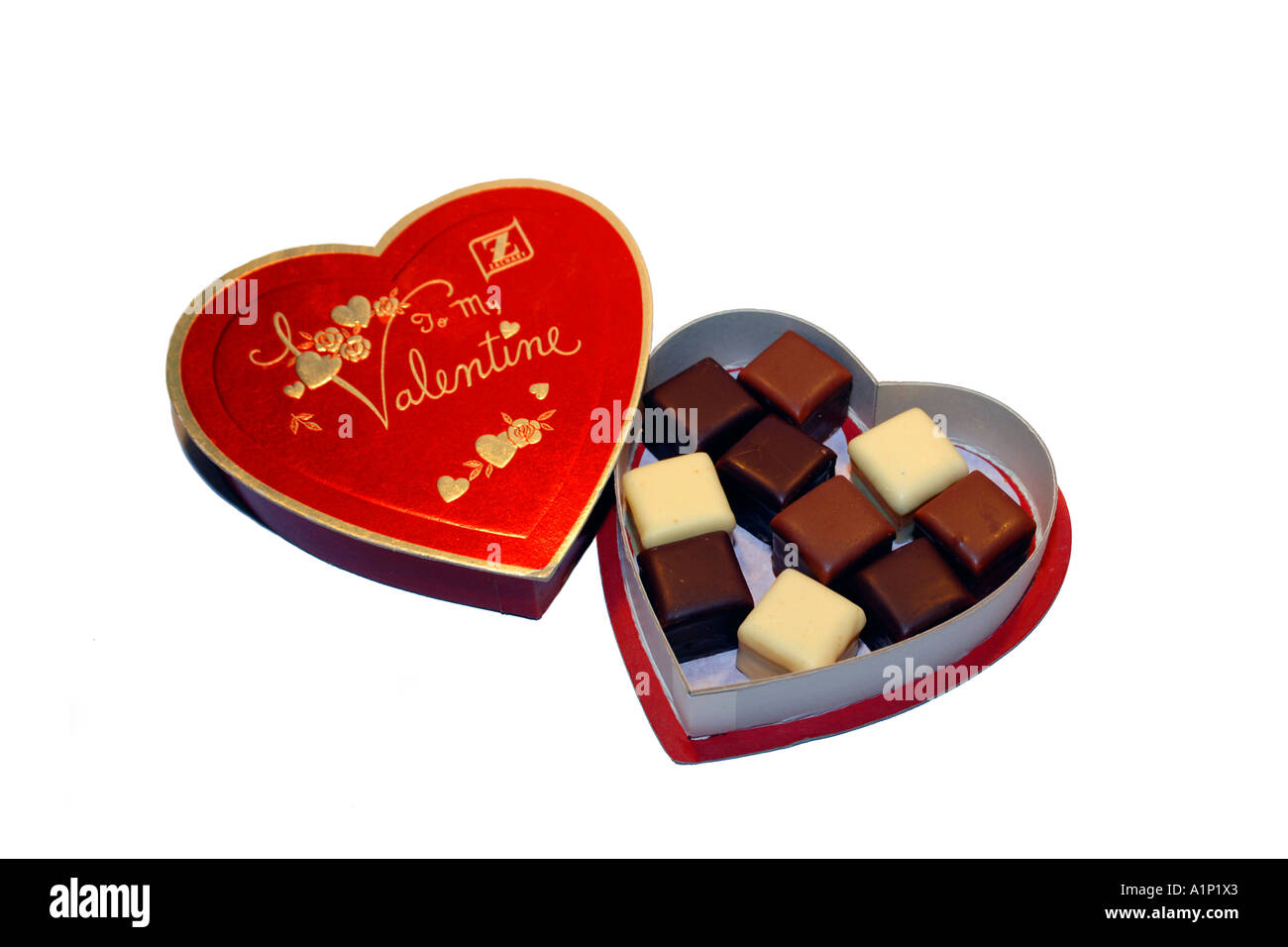 Heart shaped box of chocolates for Valentines Day Stock Photo - Alamy