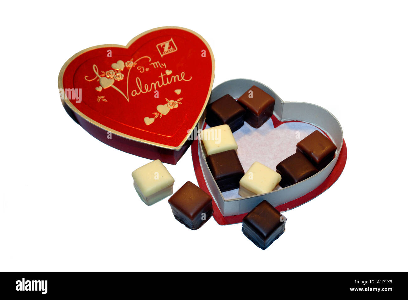 Heart shaped box of chocolates for Valentines Day Stock Photo - Alamy