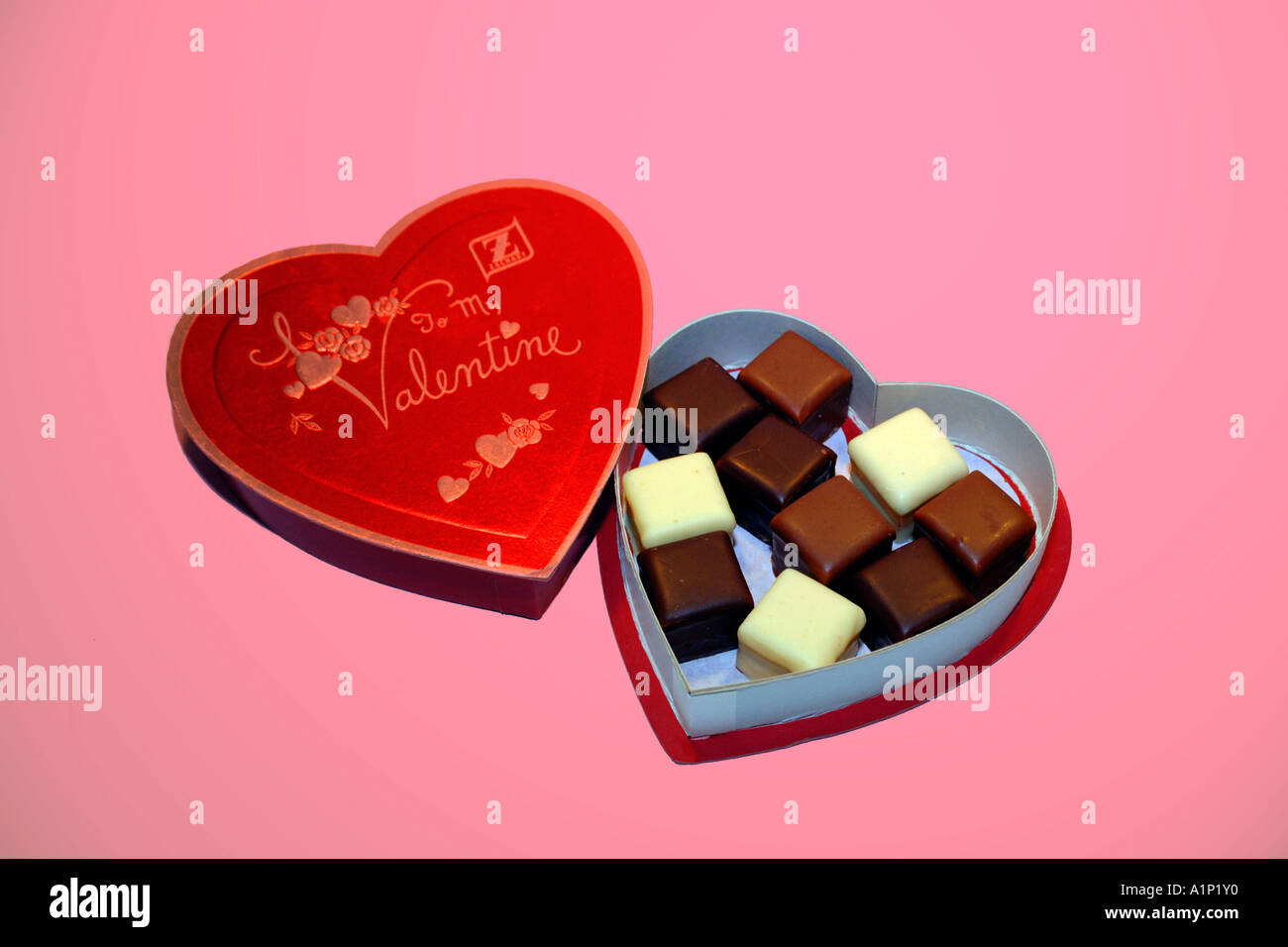 Heart shaped box of chocolates for Valentines Day Stock Photo - Alamy