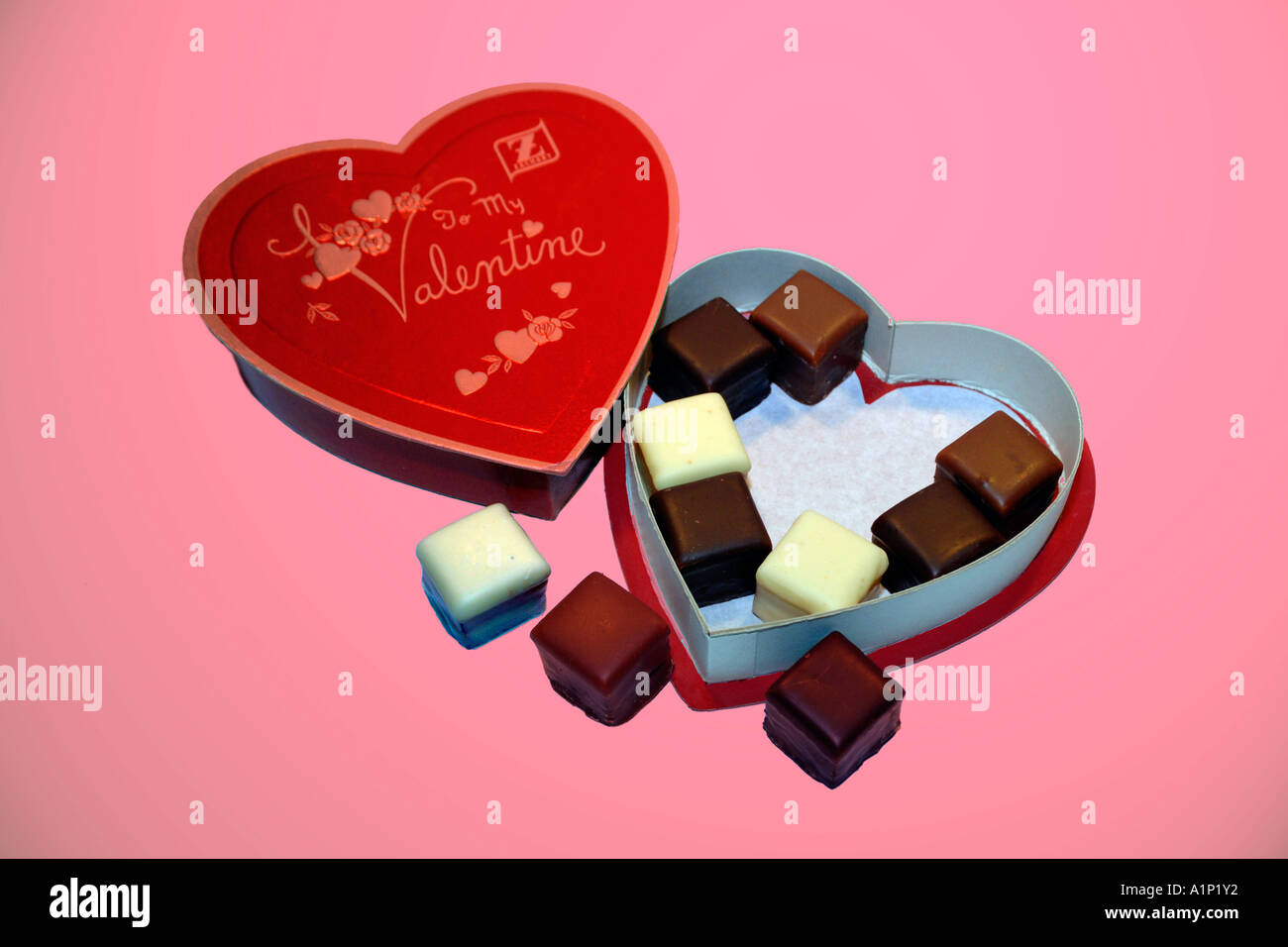 Heart shaped box of chocolates for Valentines Day Stock Photo - Alamy