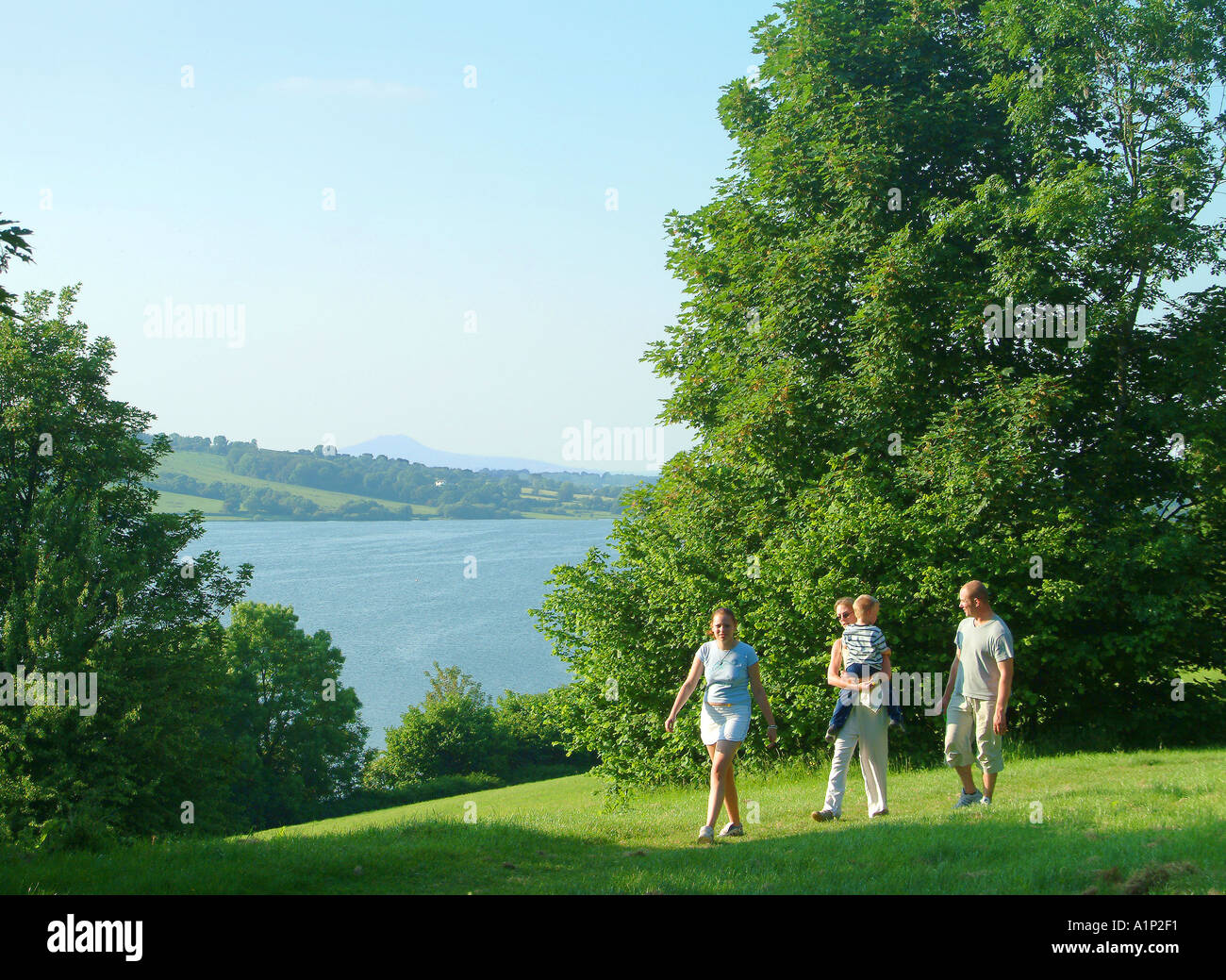 Family walking group woods uk hi-res stock photography and images - Alamy