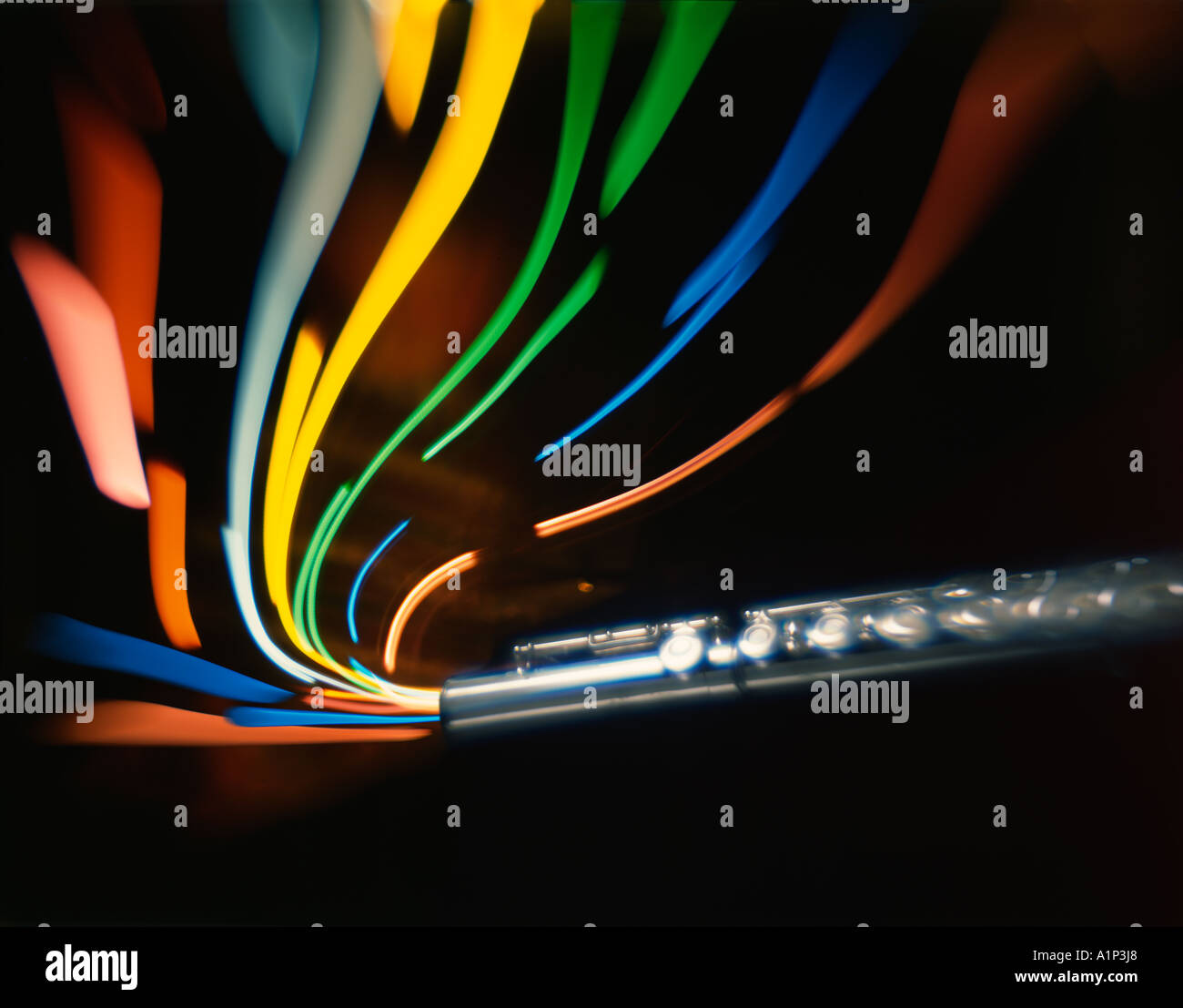 The flute musical instrument and notes Stock Photo - Alamy