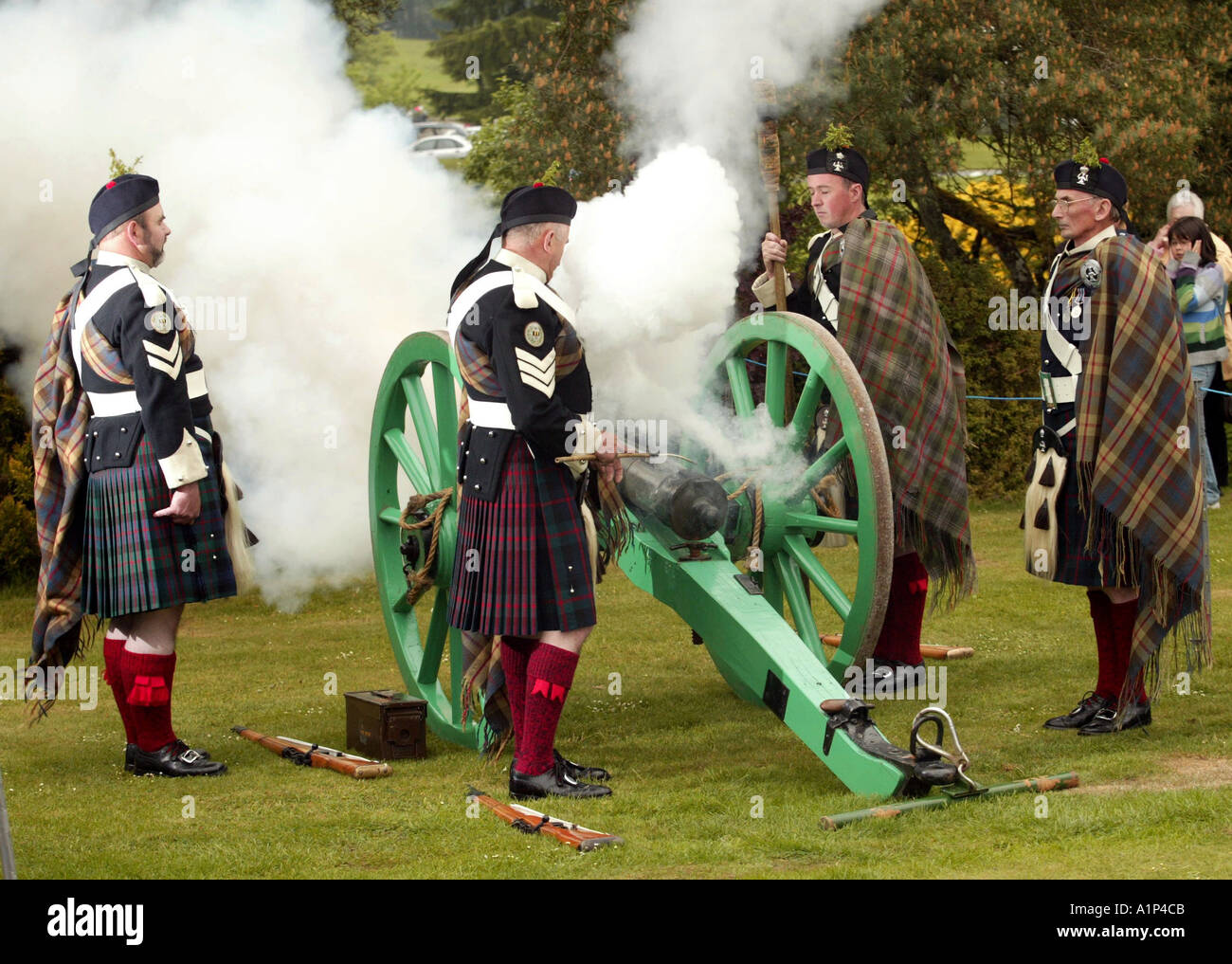A cannon is fired by soldiers in traditional uniforms Stock Photo - Alamy