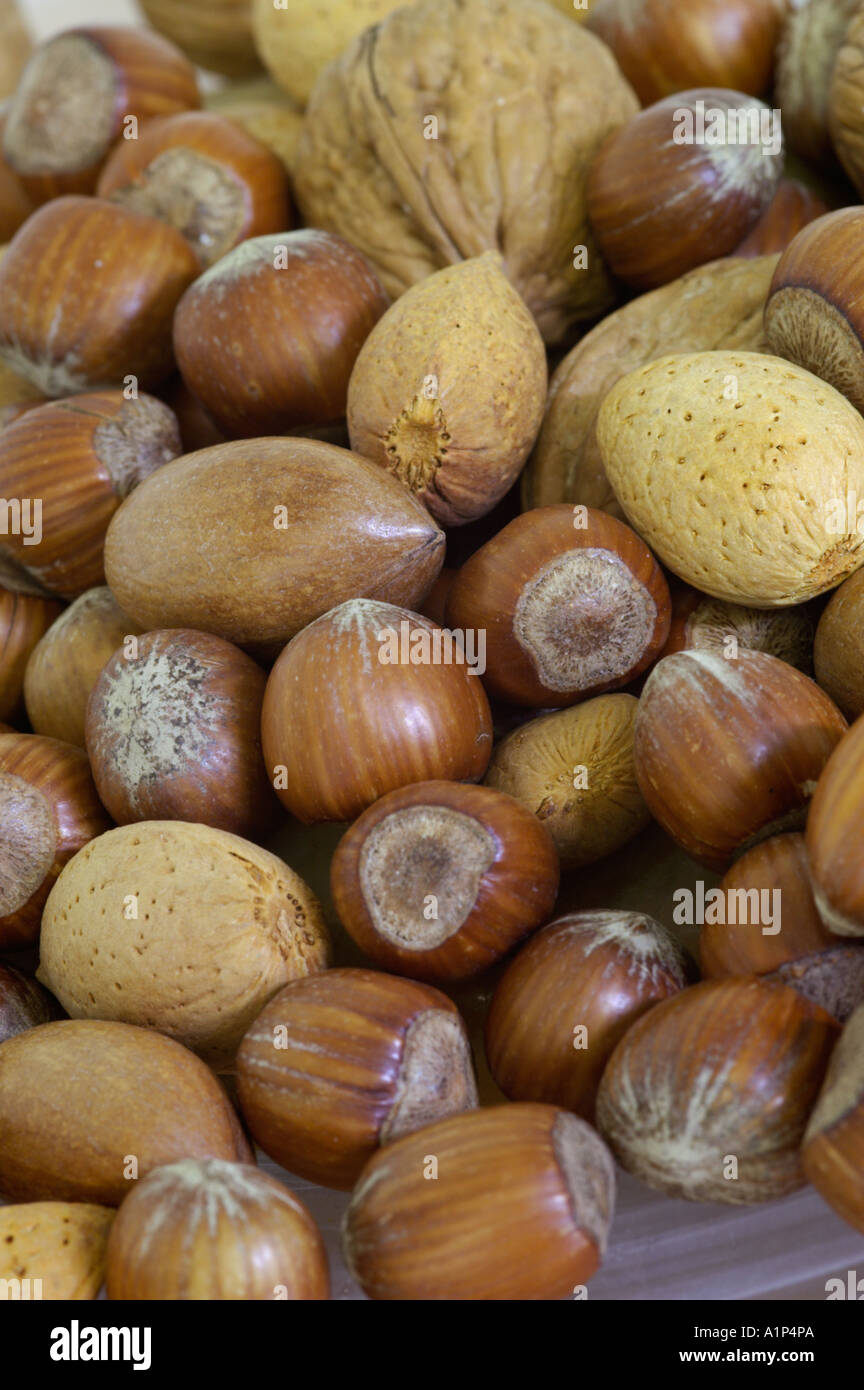 Mixed nuts in shells displayed on plate Stock Photo - Alamy