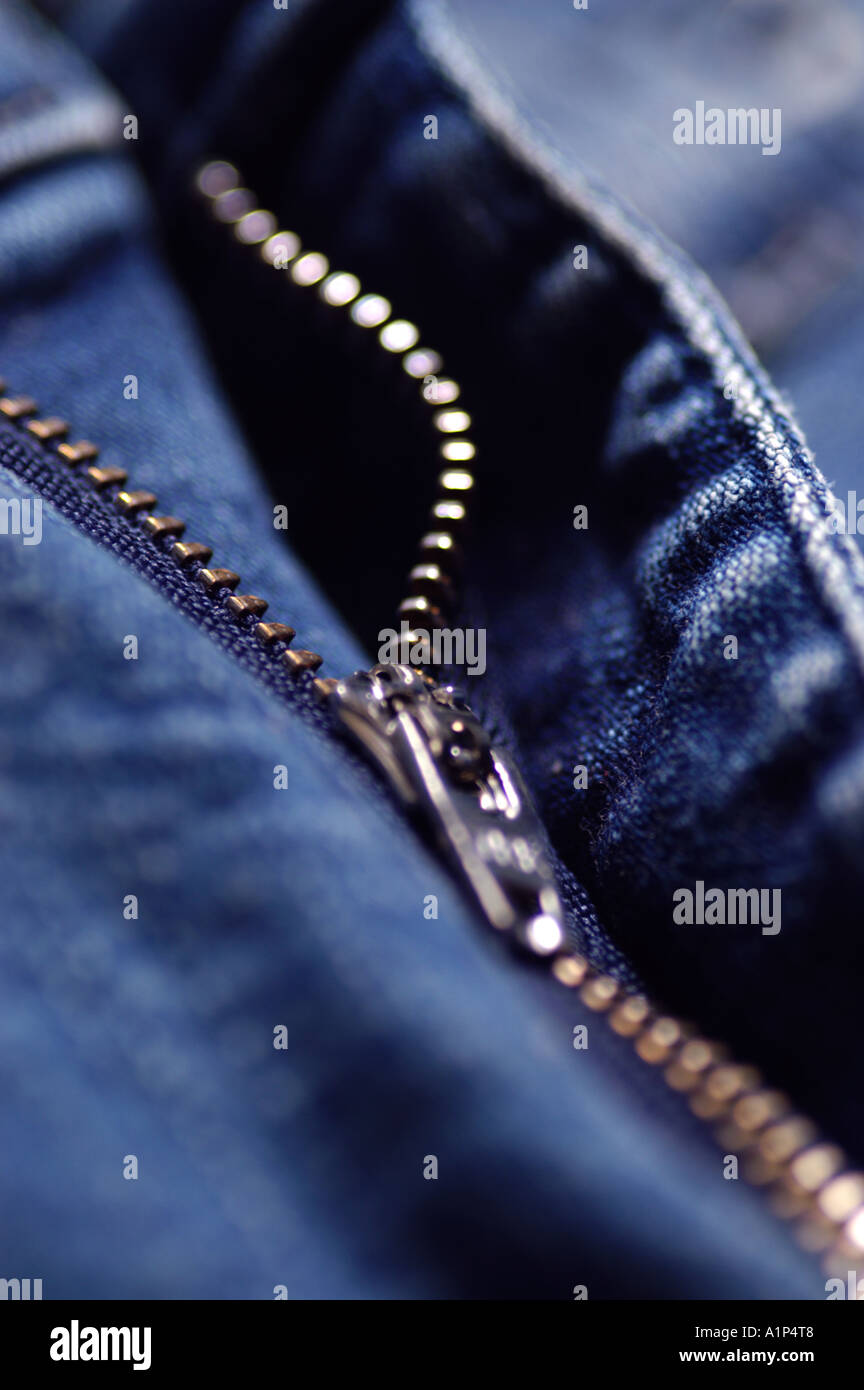 Zipper on Denim Jeans Stock Photo - Alamy