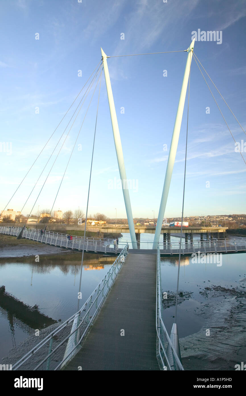 the Millenium bridge across the river Lune in Lancaster, Lancashire, UK ...