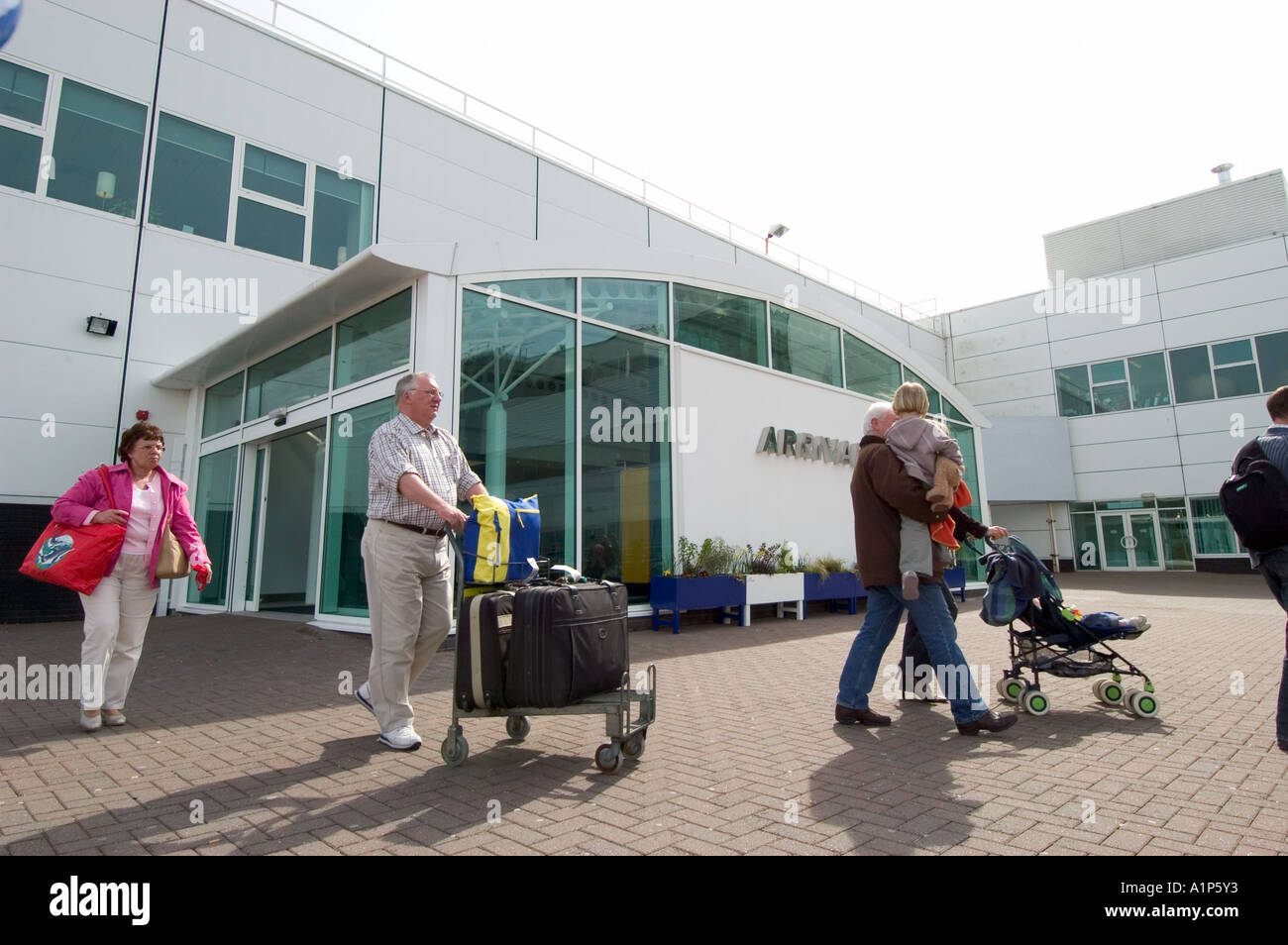 Passengers Leaving Arrivals Cardiff International Airport Rhoose Vale ...