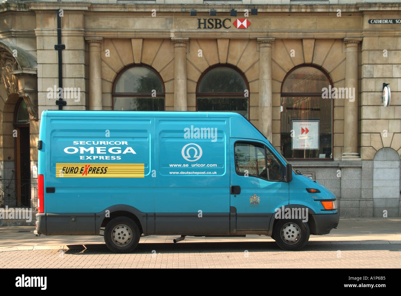 Peterborough Securicor Omega Express parcel service van parked in ...