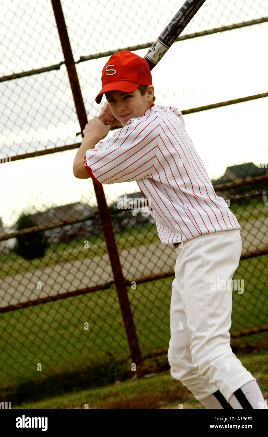 Boy up at bat Stock Photo - Alamy