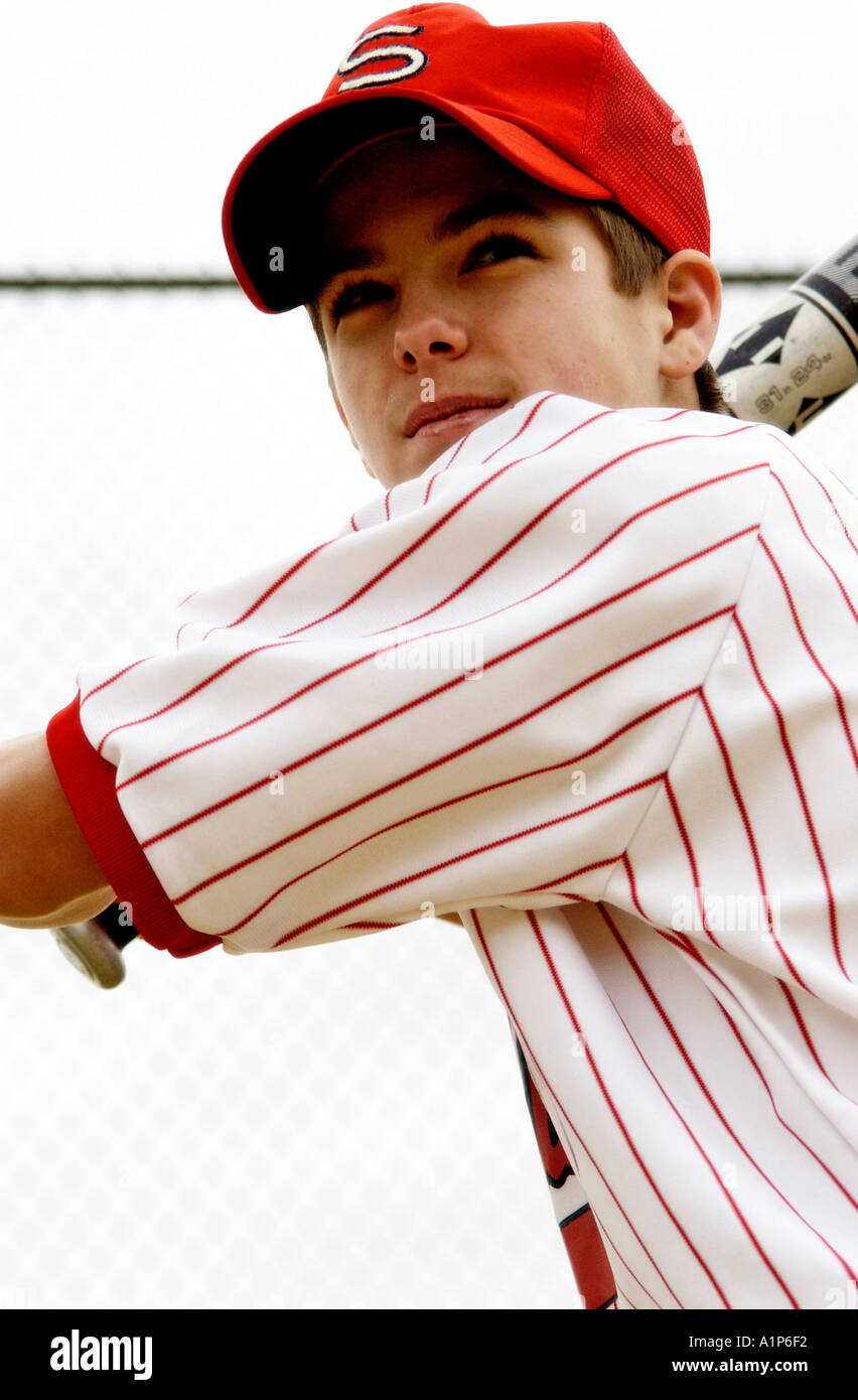 Boy up at bat Stock Photo - Alamy