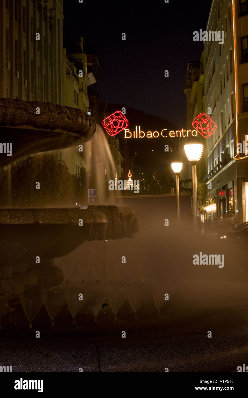 Christmas lights at night in Casco Viejo, Bilbao, Basque Country Stock ...
