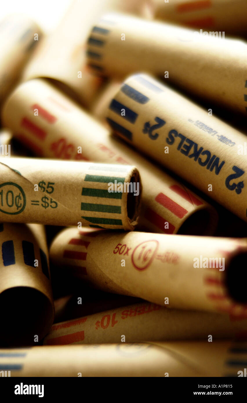 Paper coin rolls hi-res stock photography and images - Alamy