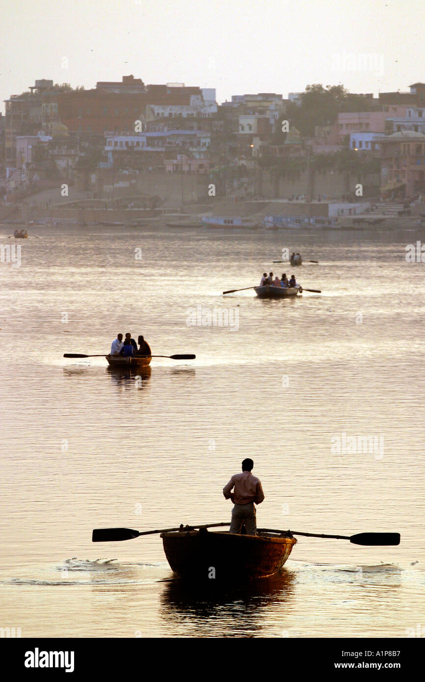 Boats on ganges at dusk hi-res stock photography and images - Alamy