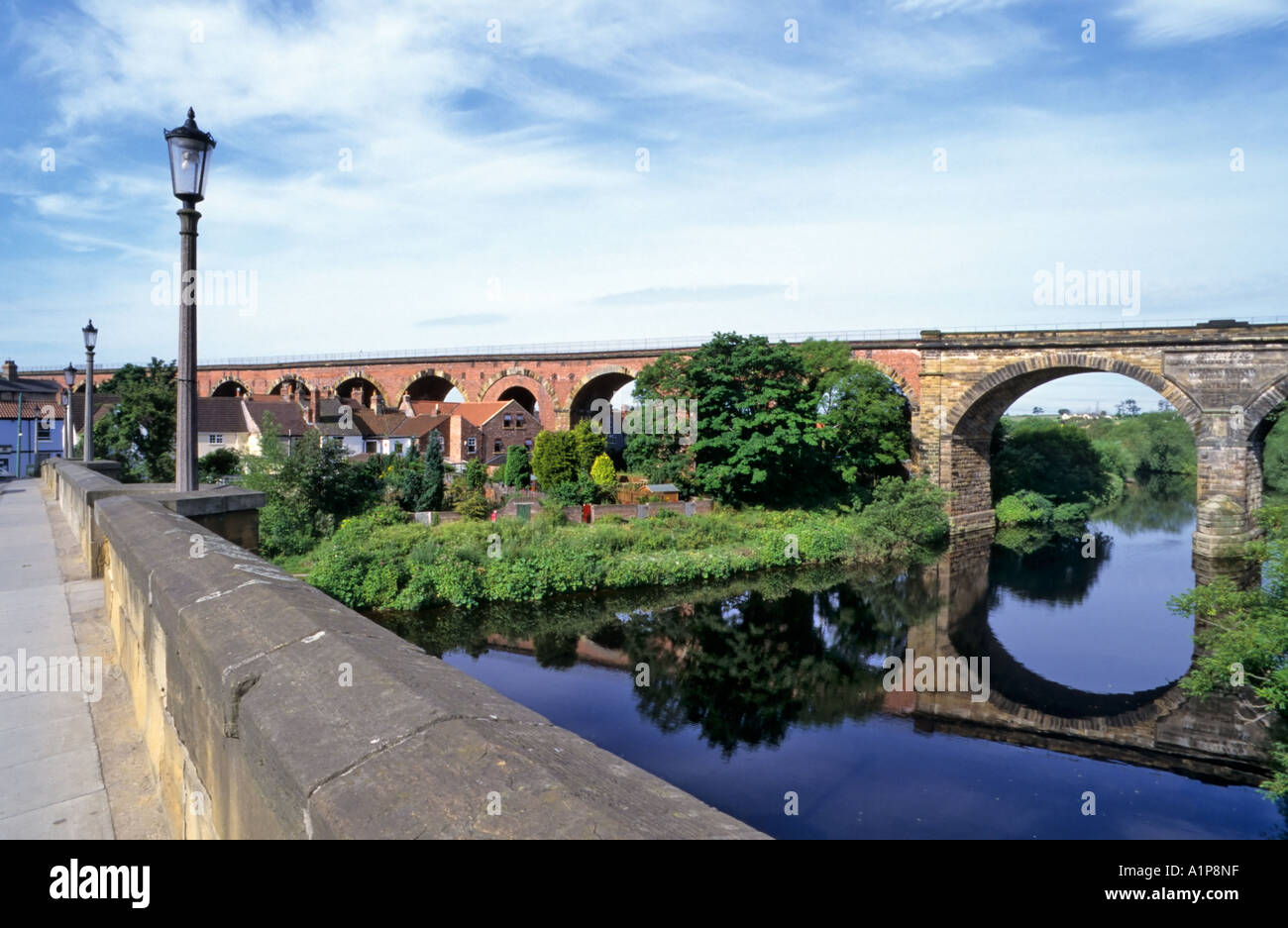 Yarm Viaduct, River Tees, Cleveland / North Yorkshire, England Stock ...