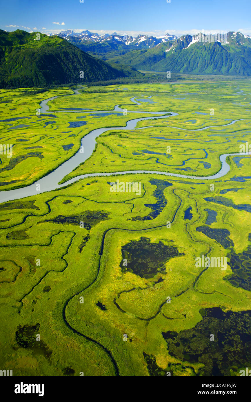 Aerial of the Copper River Delta Chugach National Forest Alaska Stock ...