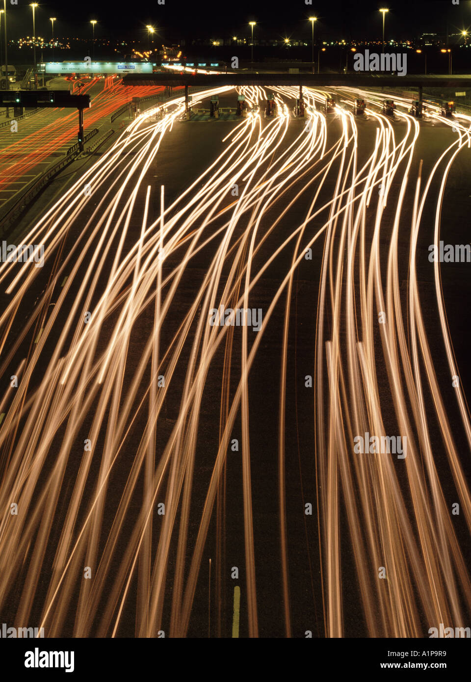 Dartford Thurrock River Crossing Bridge night aerial view vehicle ...