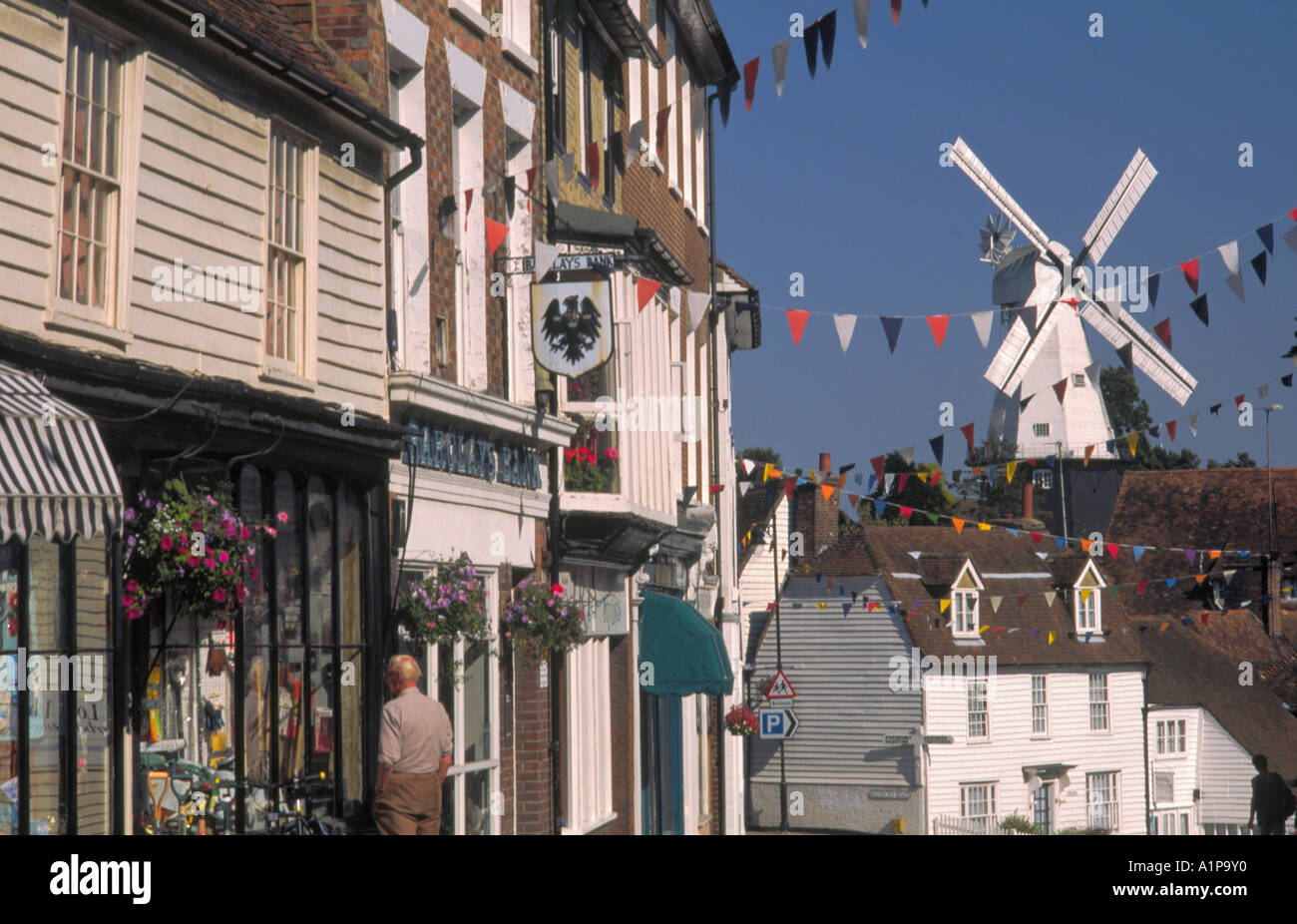 High Street and Windmill Cranbrook Kent England Stock Photo - Alamy