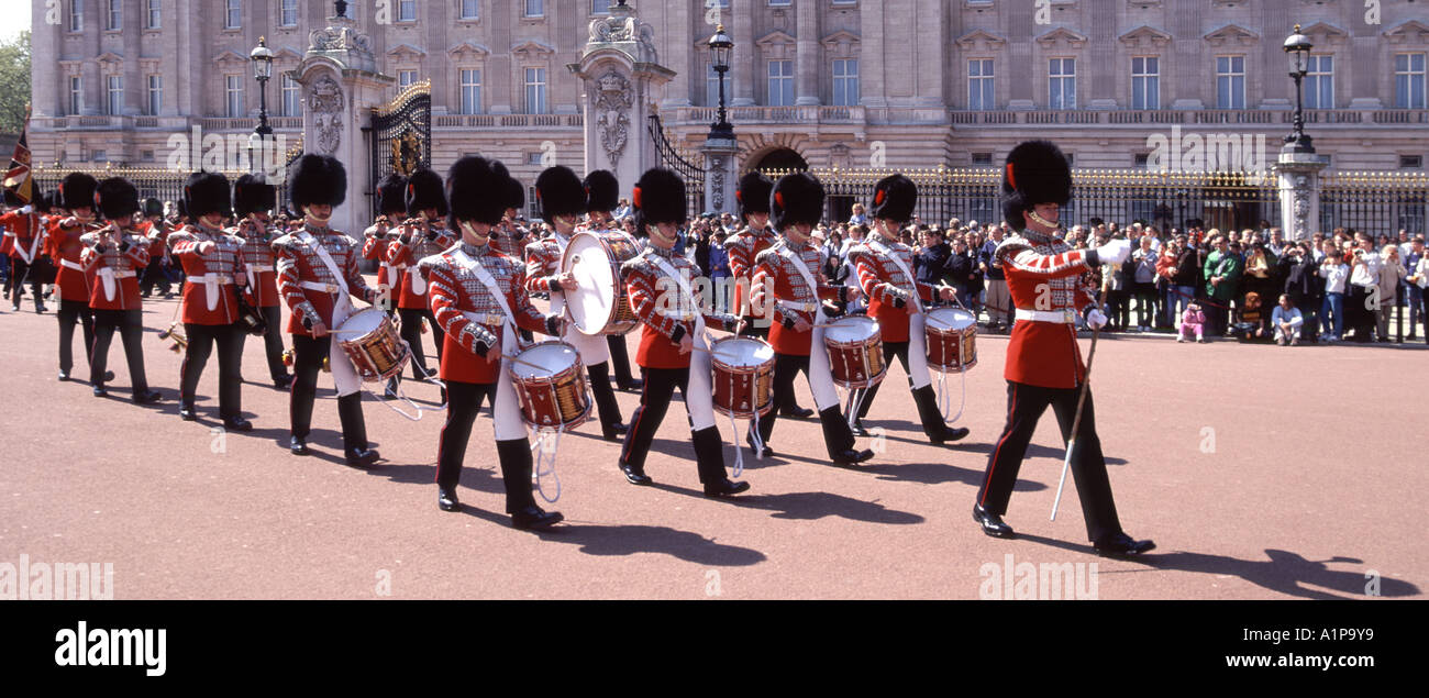 Crowds of people at changing guard ceremony British guards regiment ...