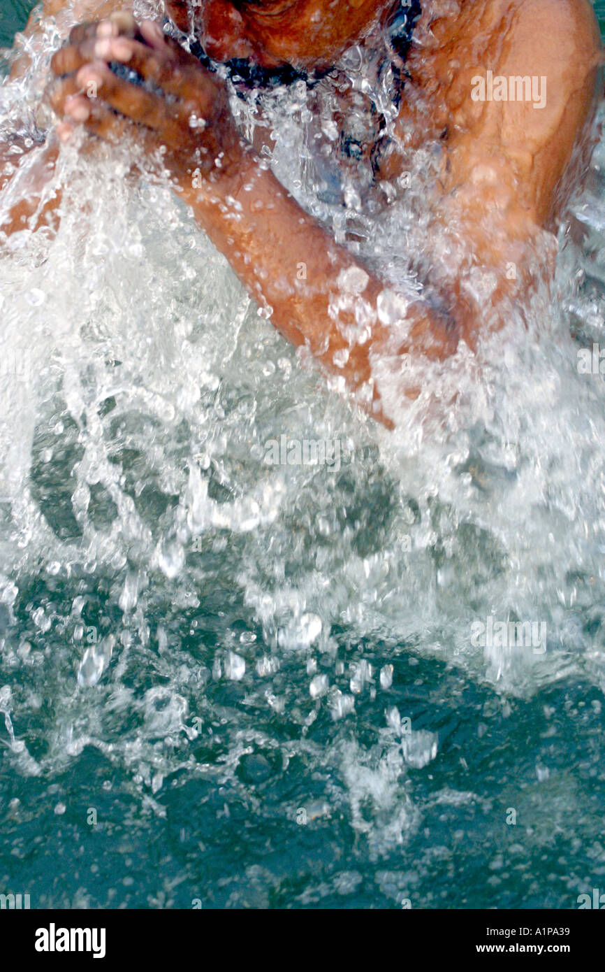 Hinduism ganges pilgrim bath dip ritual clean sins hi-res stock ...
