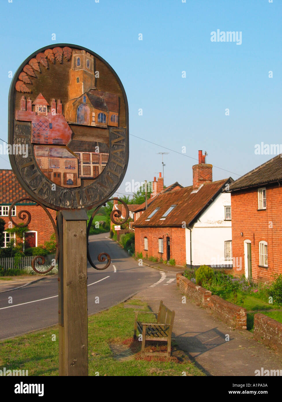 Little Glenham Suffolk Village Sign England GB Stock Photo - Alamy