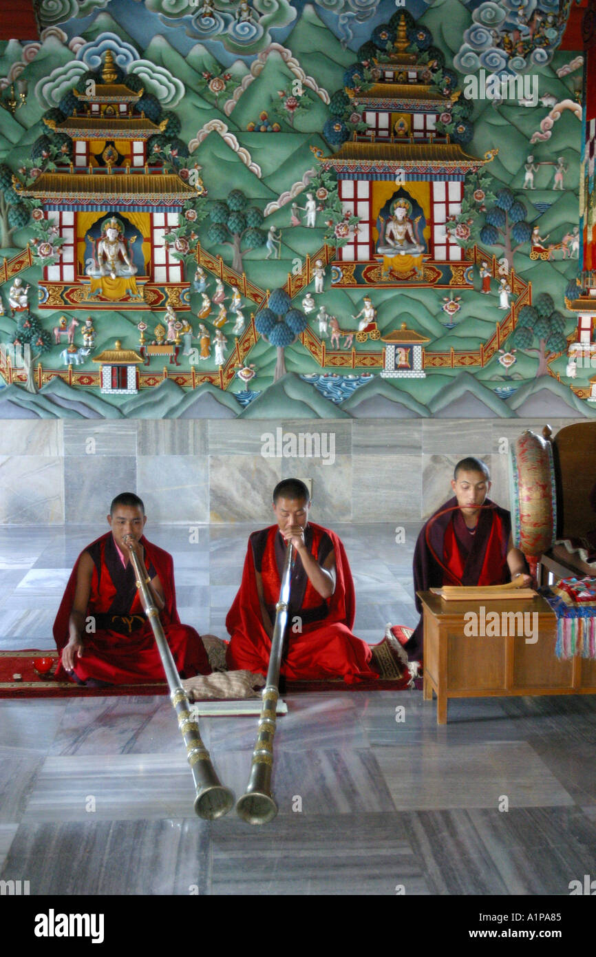 Tibetan monks play hi-res stock photography and images - Alamy