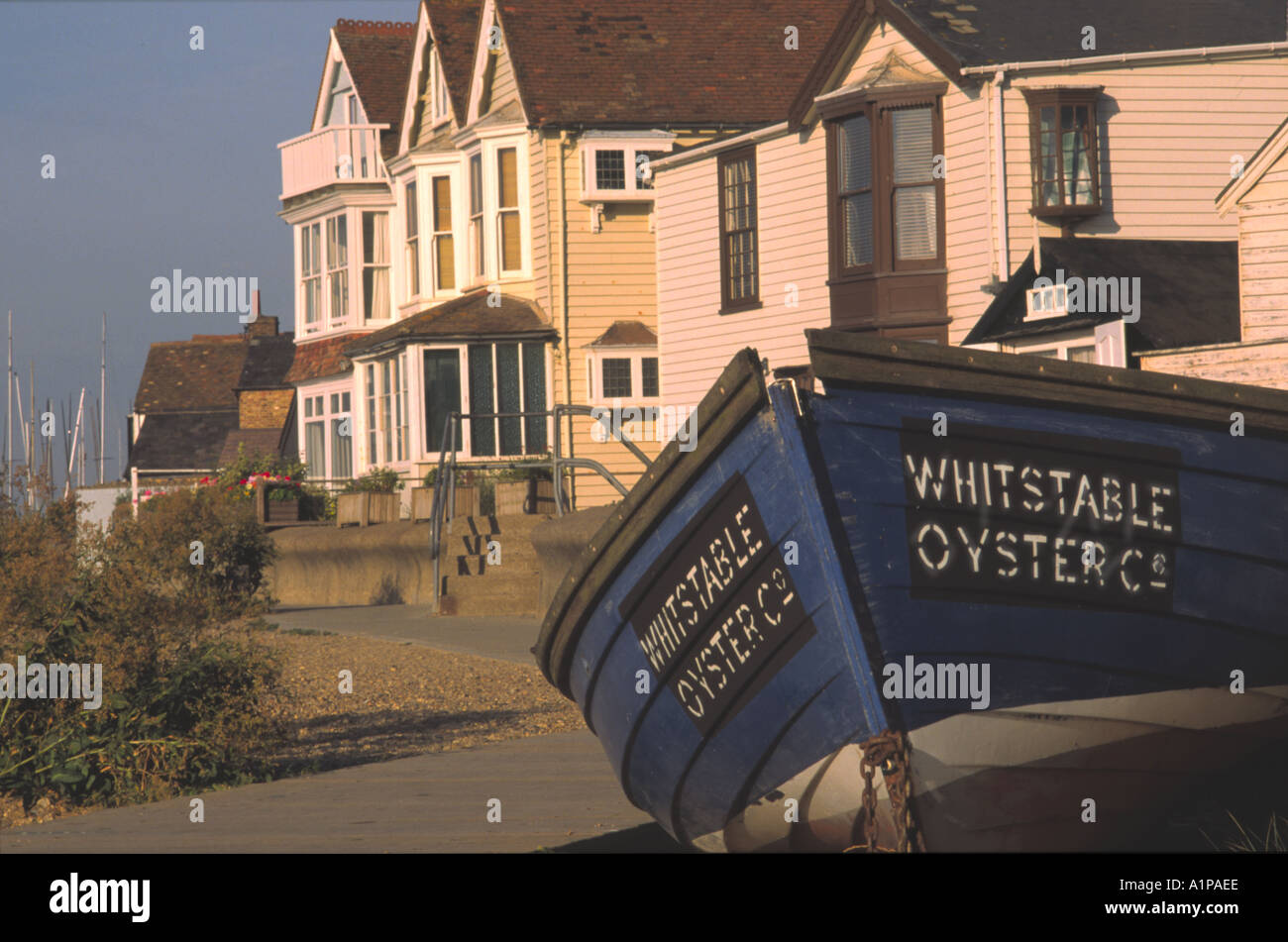 Oyster Boat and Seafront at Whitstable Kent England Stock Photo - Alamy