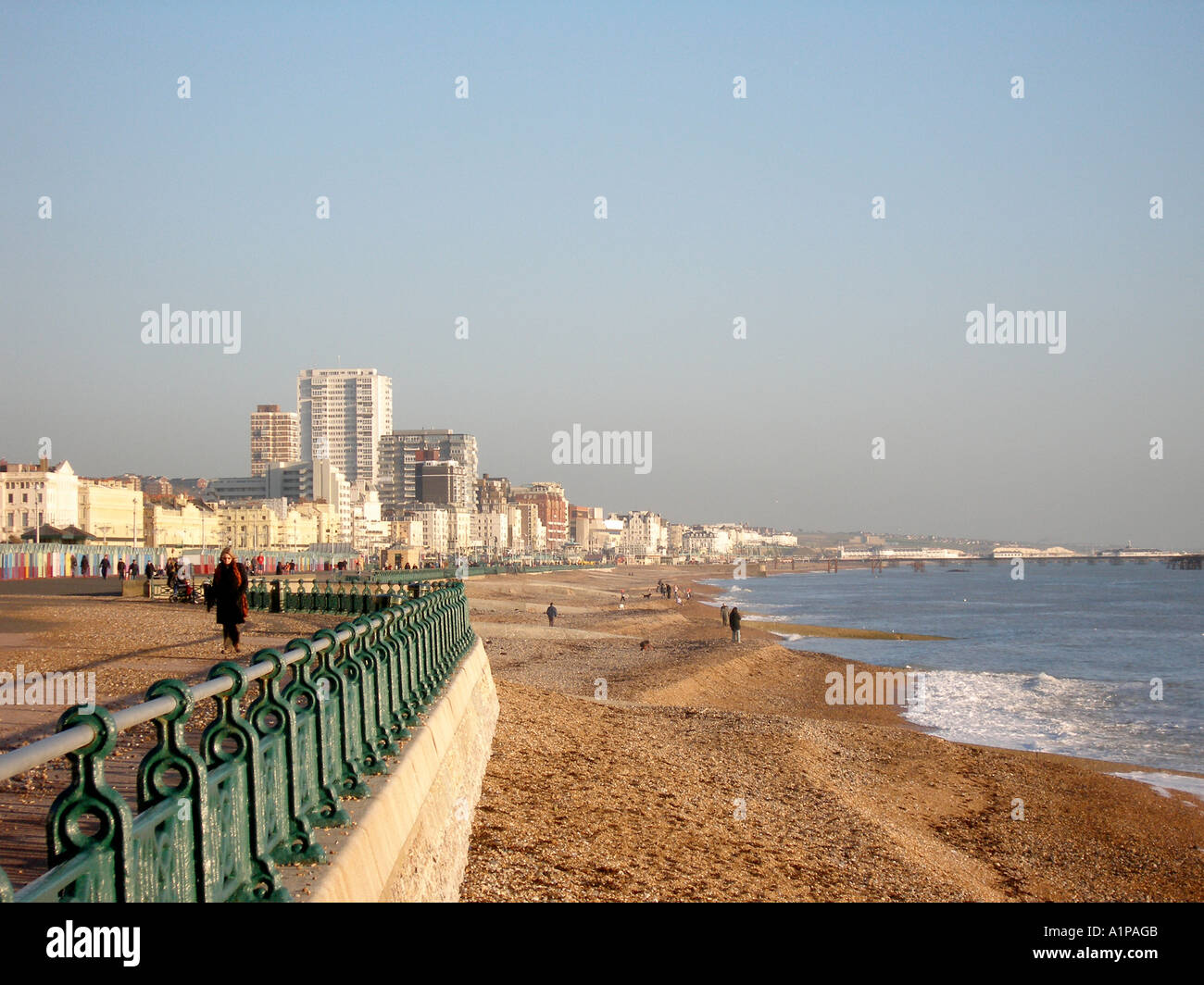 Hove Seafront Esplanade looking towards Brighton East Sussex England ...