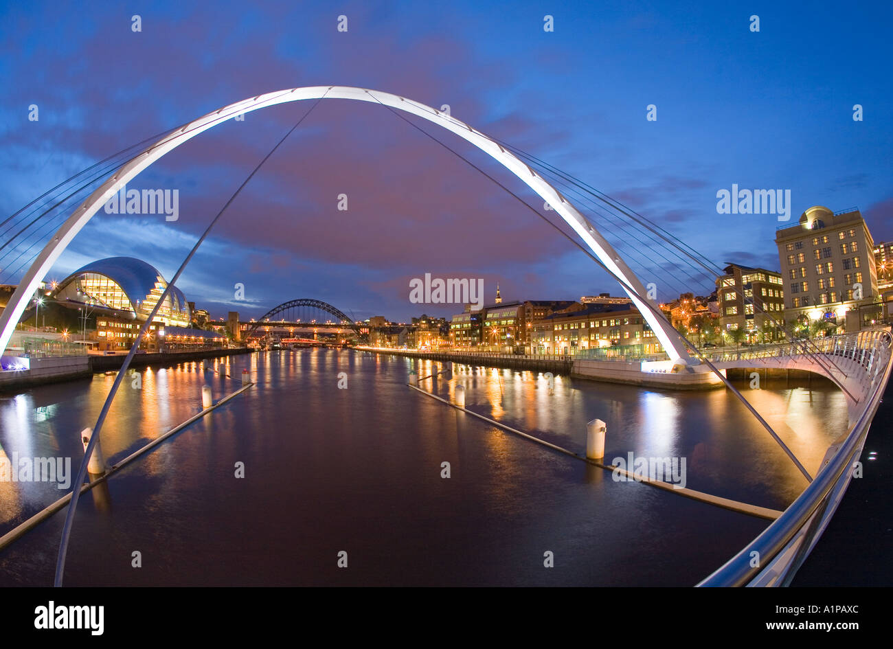 Millennium Bridge and River Tyne, Newcastle upon Tyne Tyne and Wear ...