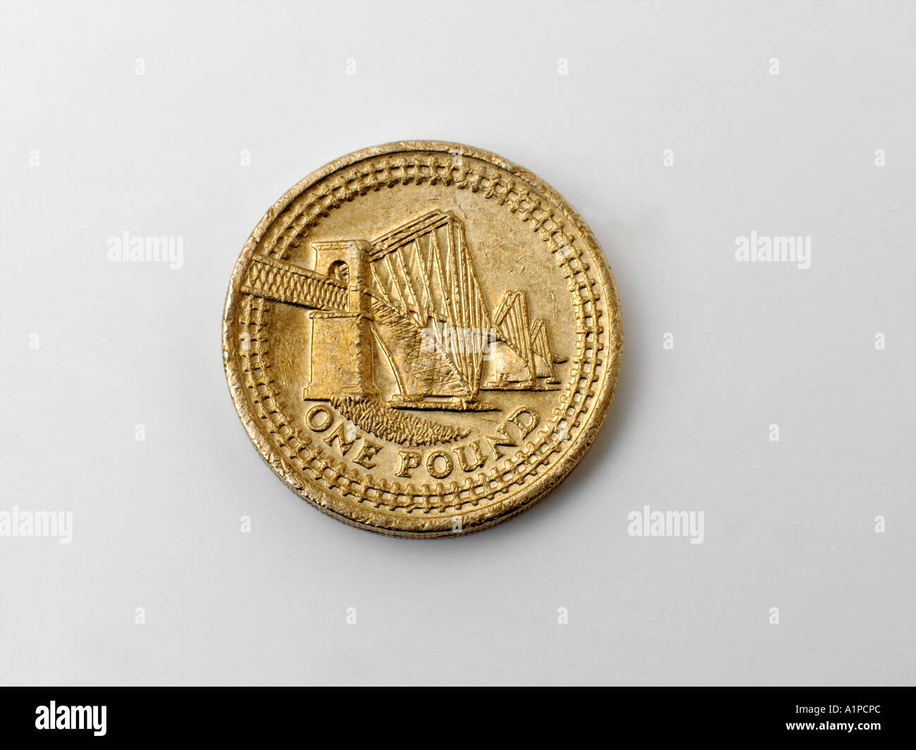 British Pound Coin Sterling Showing Forth Bridge in Scotland on Reverse ...