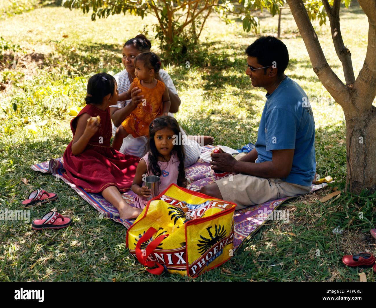 Sable Noir Mauritius Family Picnic Mother Father and Three Daughters ...
