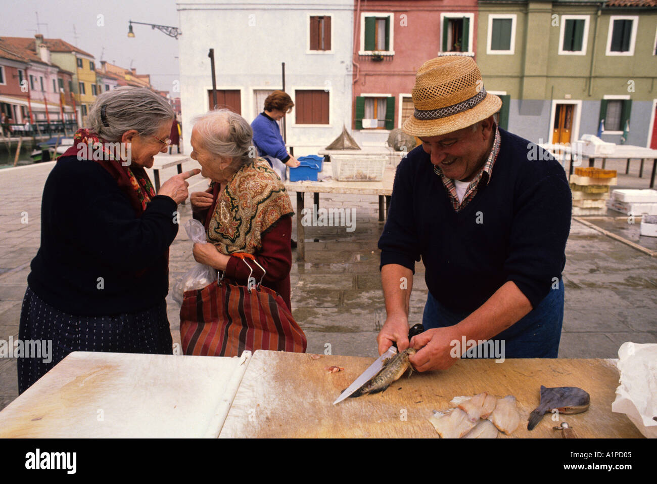 Burano Island, Lagoon of Venice-Italy. Scene at the fish market of the ...