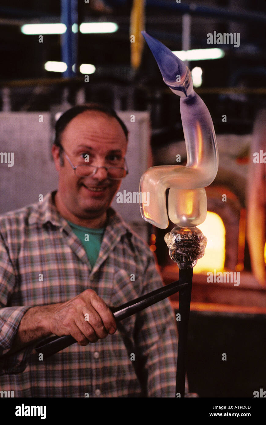 Murano Island, Lagoon of Venice. Master glass blower showing his ...
