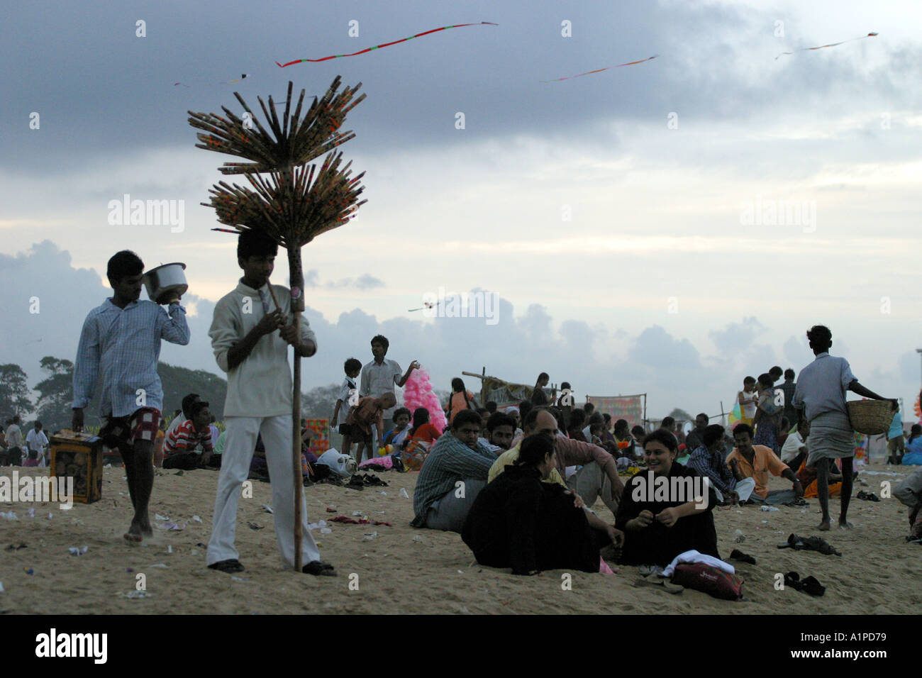 People gathering at the Marina Beach in Chennai Madras in India Stock ...