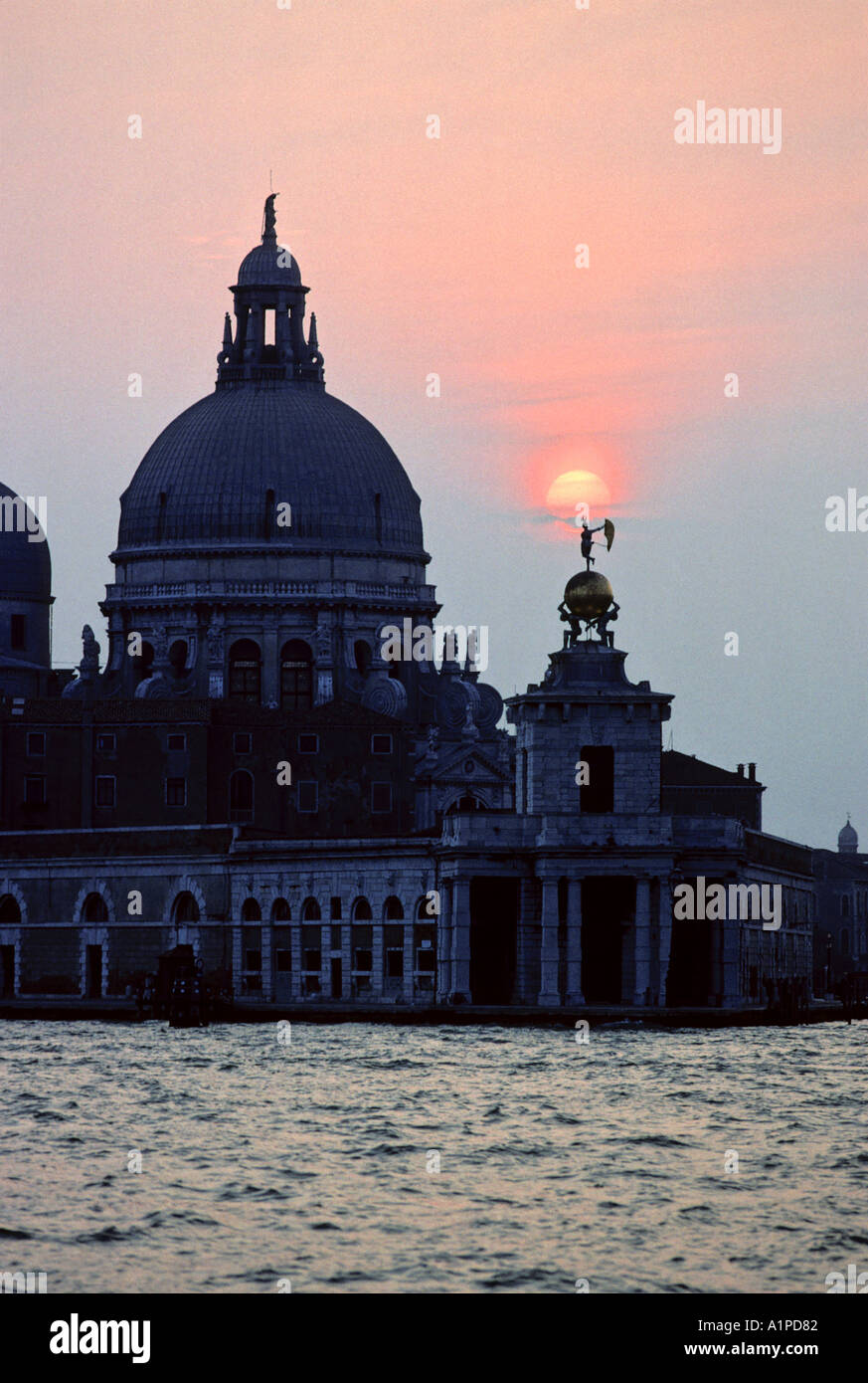 Venice, Italy. Domes of Salute Basilica and setting sun Stock Photo - Alamy