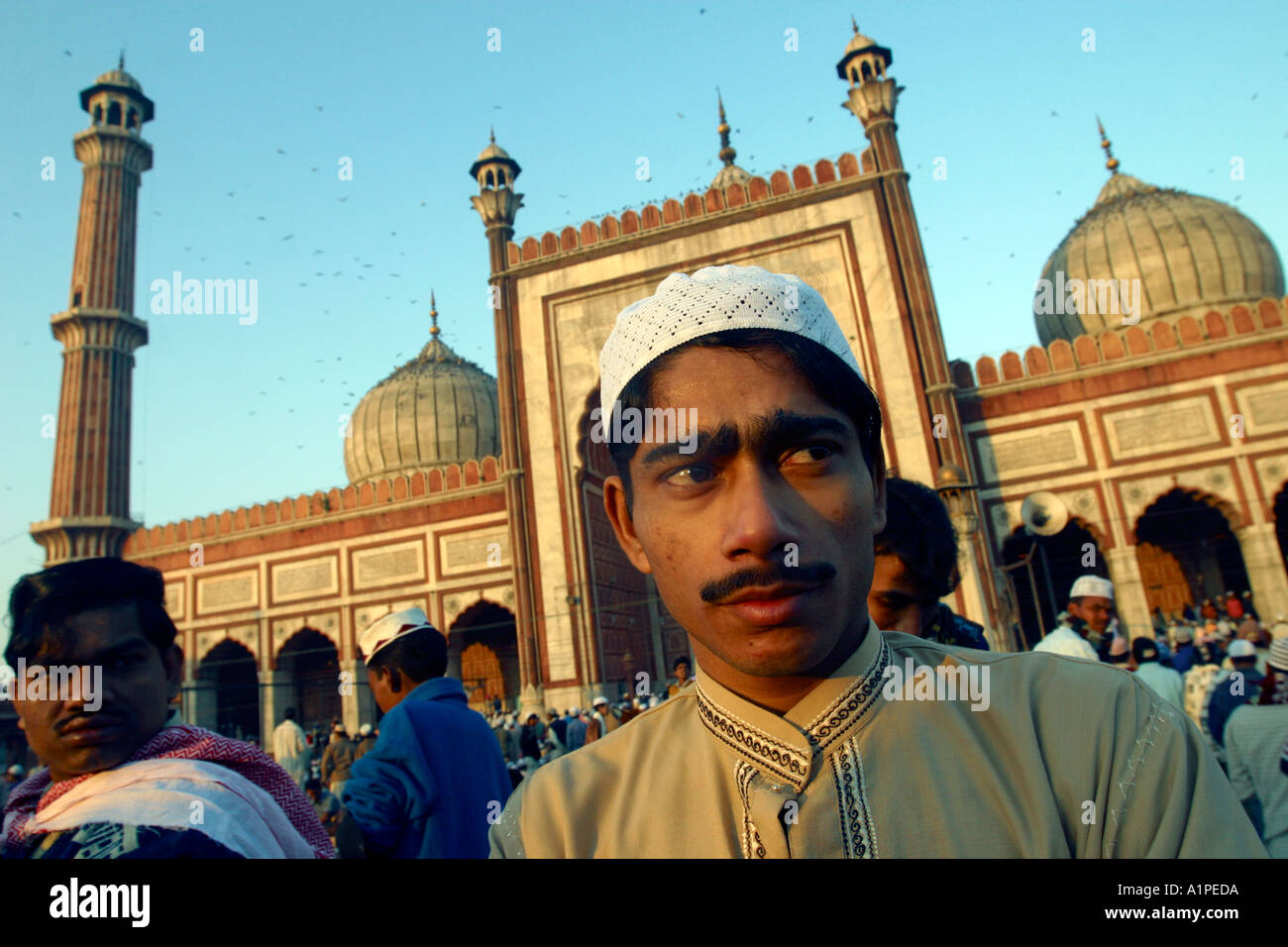 Portrait of an Indian Muslim man at the Jama Masjid Mosque in Delhi in ...