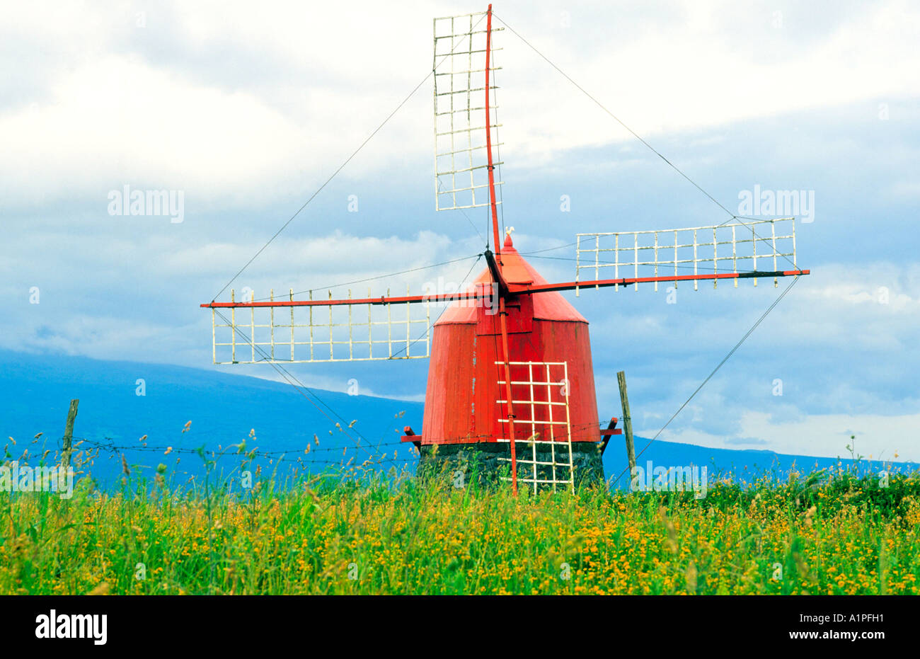 Traditional Windmill at the island of Faial, Azores, Portugal Europe ...
