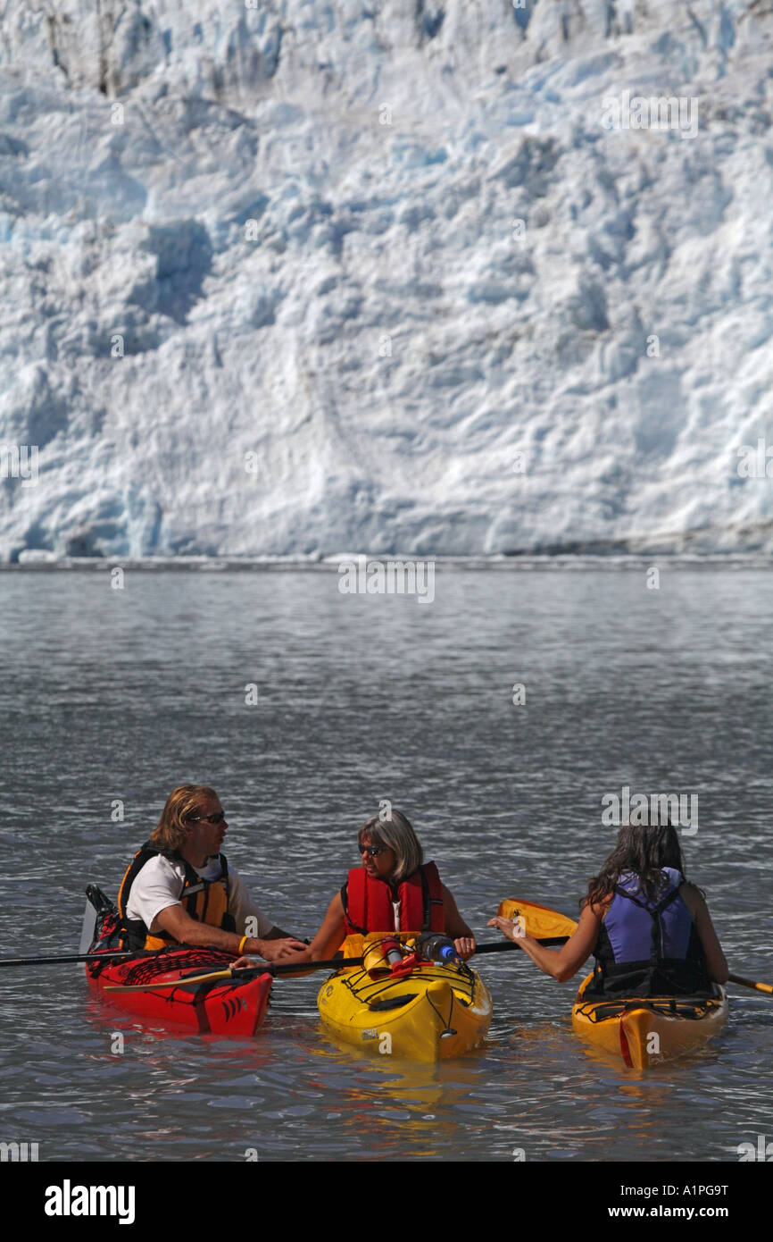 Kayaking in Harriman Fiord with Barry Glacier in background Prince ...