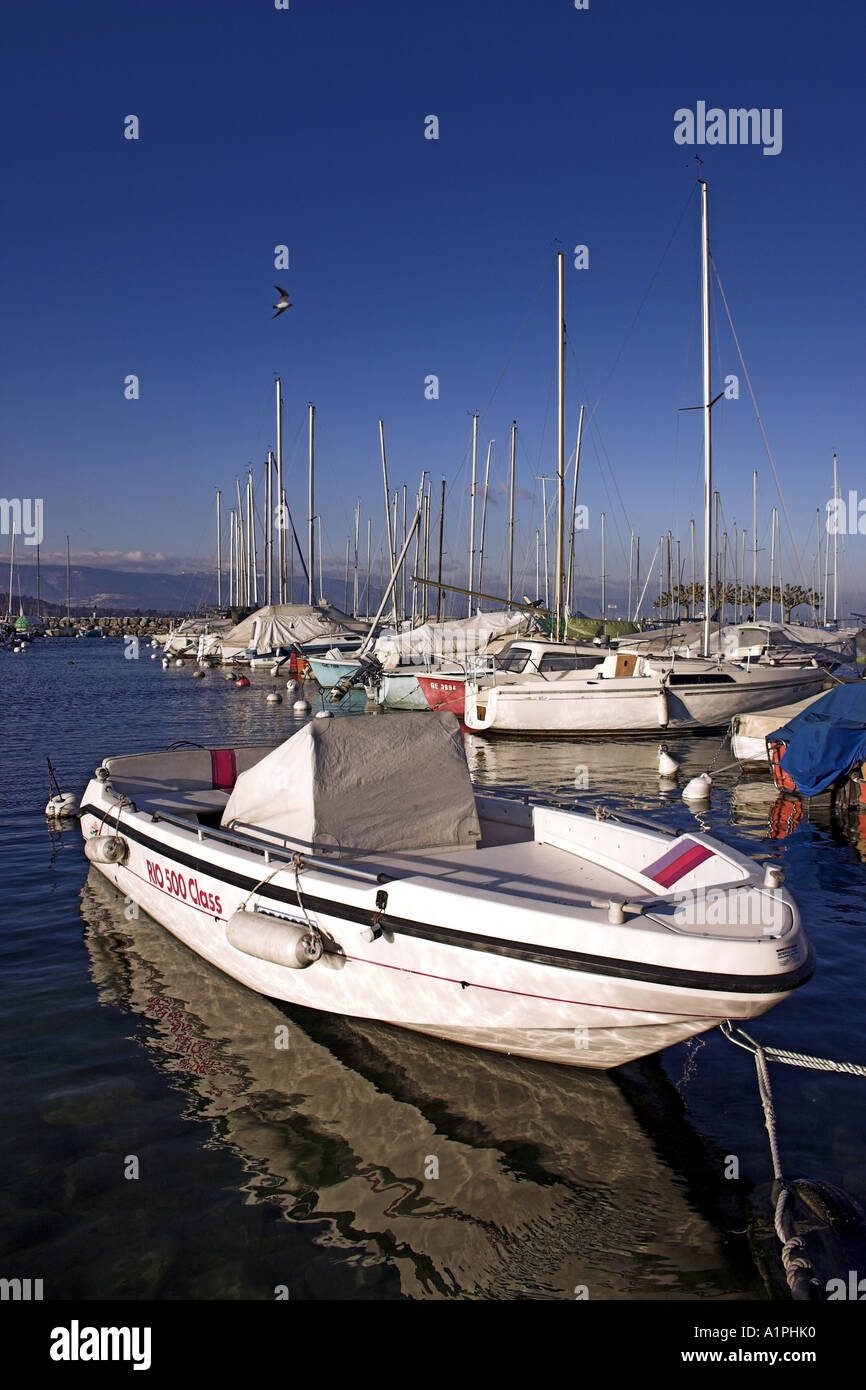 Boats in Geneva Harbour, Switzerland Stock Photo - Alamy