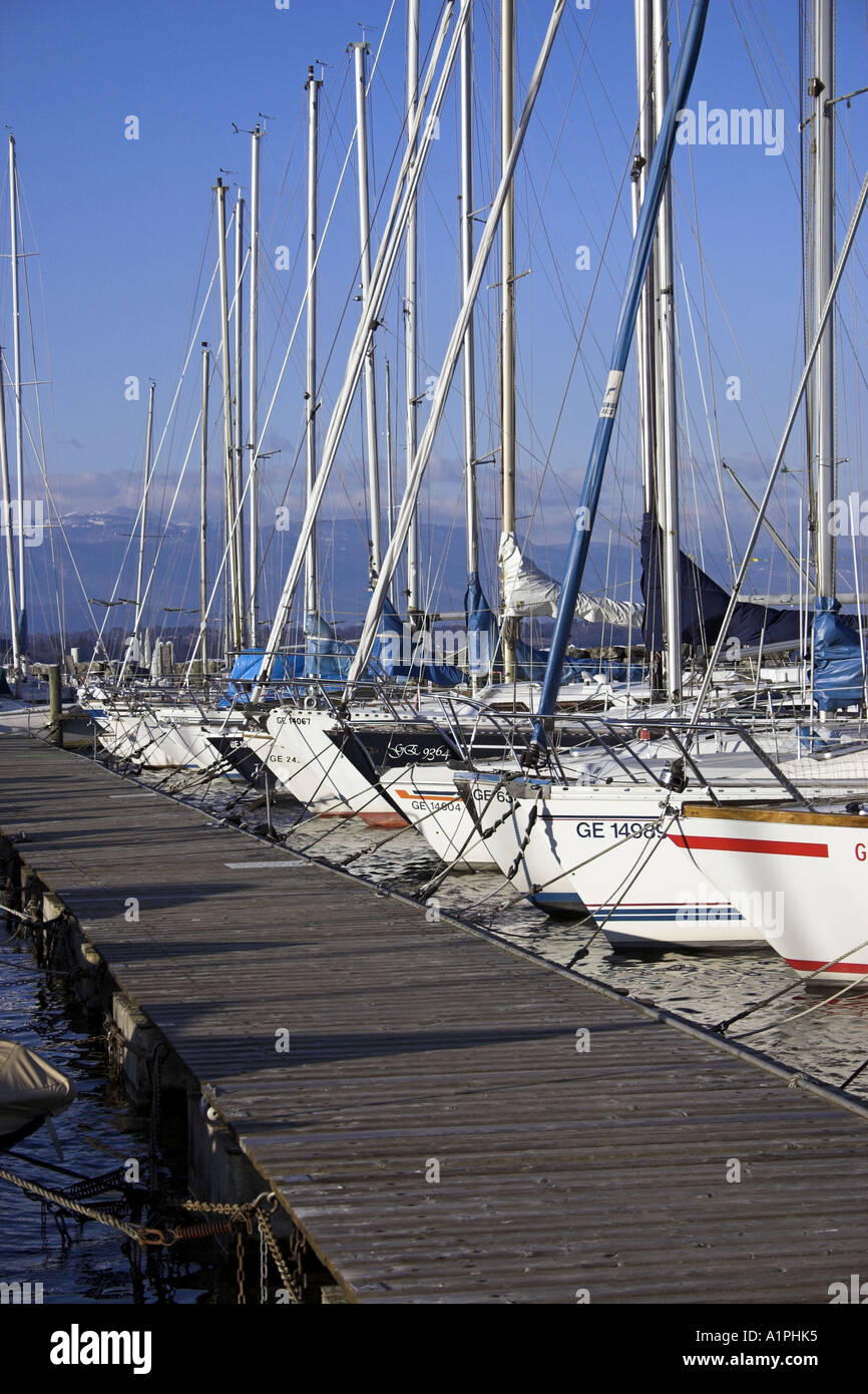 Boats in Geneva Harbour, Switzerland Stock Photo - Alamy