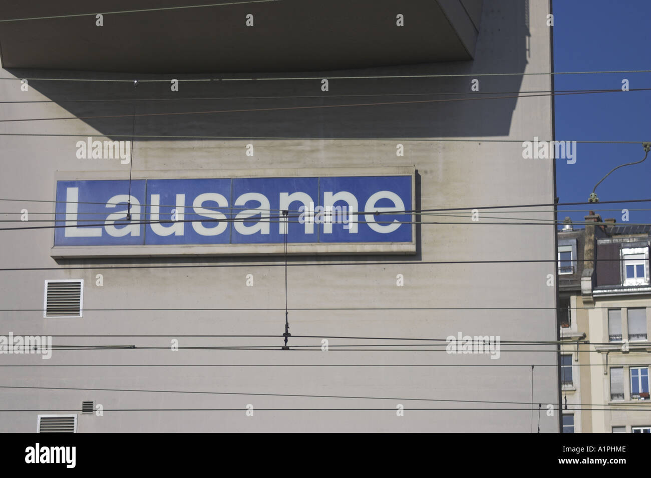 Lausanne railway station sign hi-res stock photography and images - Alamy