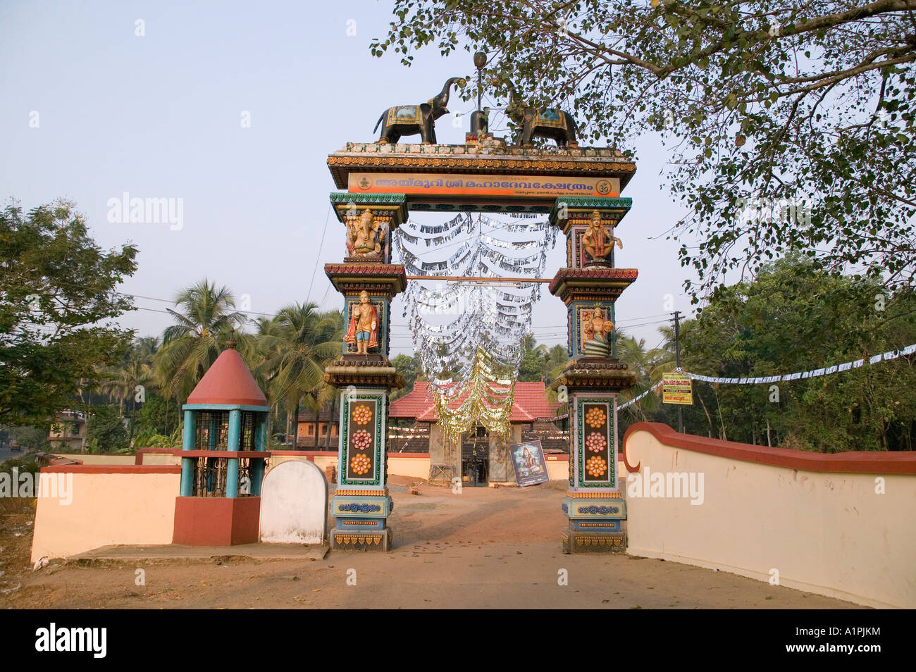 The entrance to a Hindu temple in Kerala India Stock Photo - Alamy