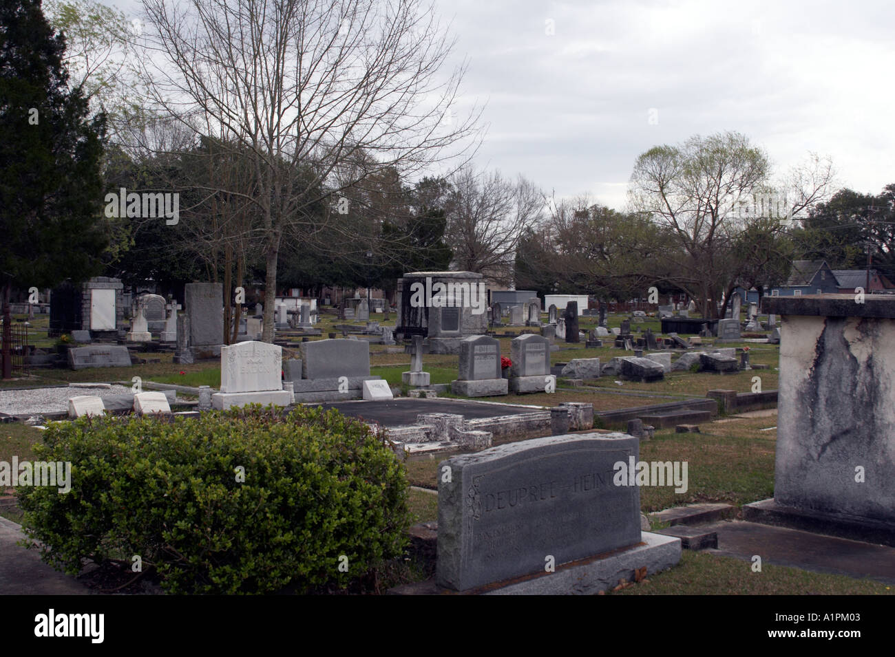 Graveyard with above ground tombs Stock Photo - Alamy